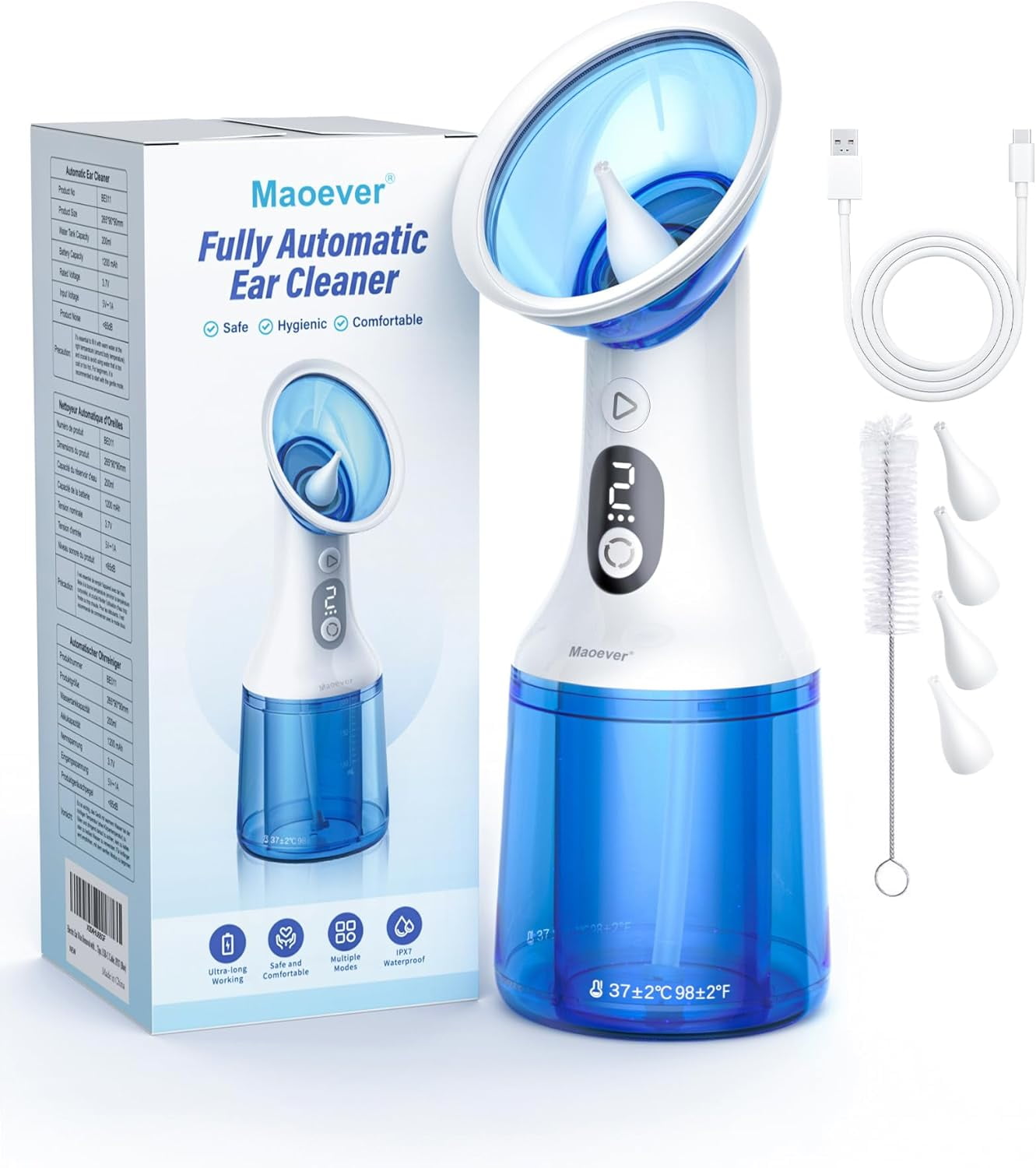 Electric Ear Wax Removal with One-Piece Waste Tank, Water Powered Ear ...