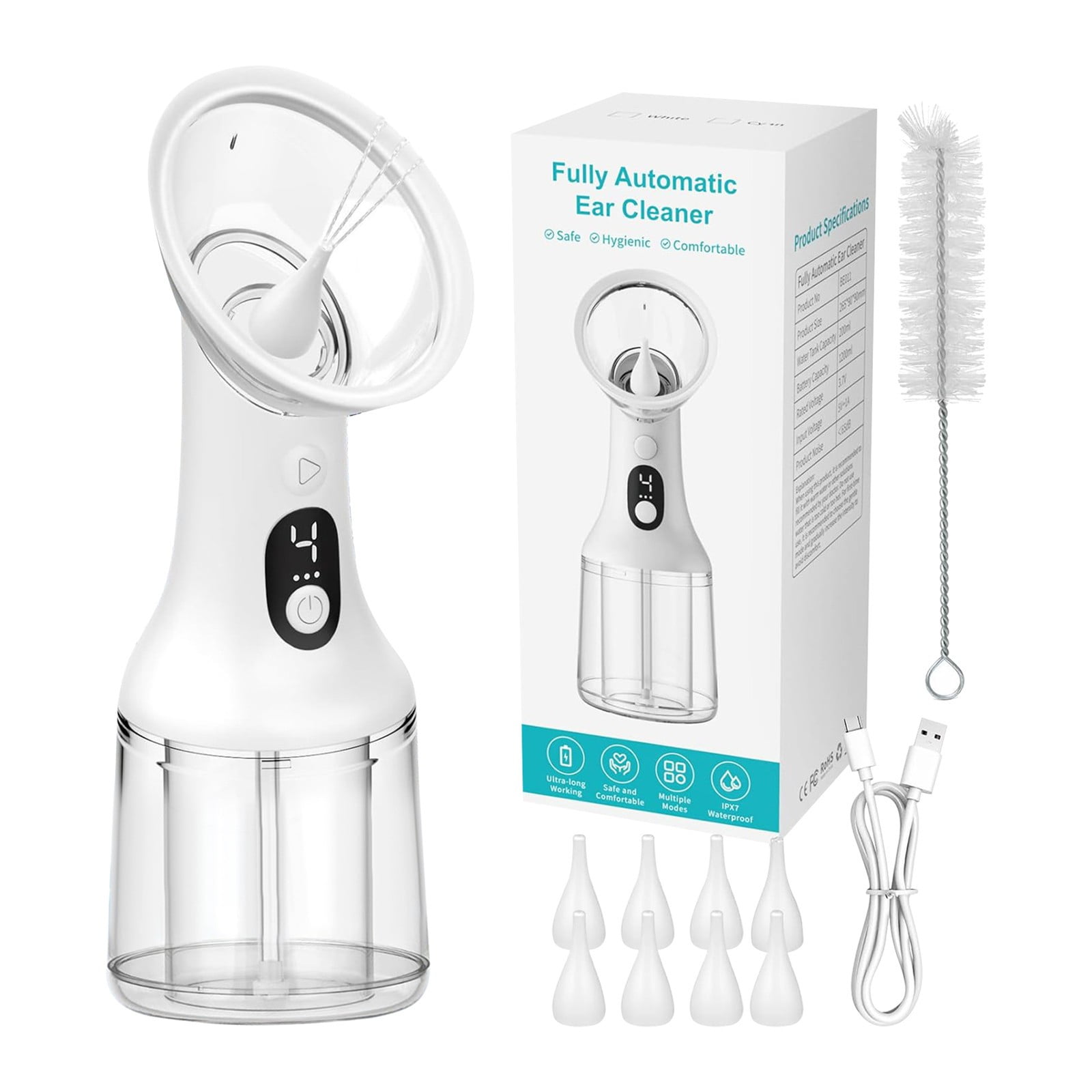 Electric Ear Wax Removal, Water Powered Ear Wax Cleaner with 4 Cleaning ...