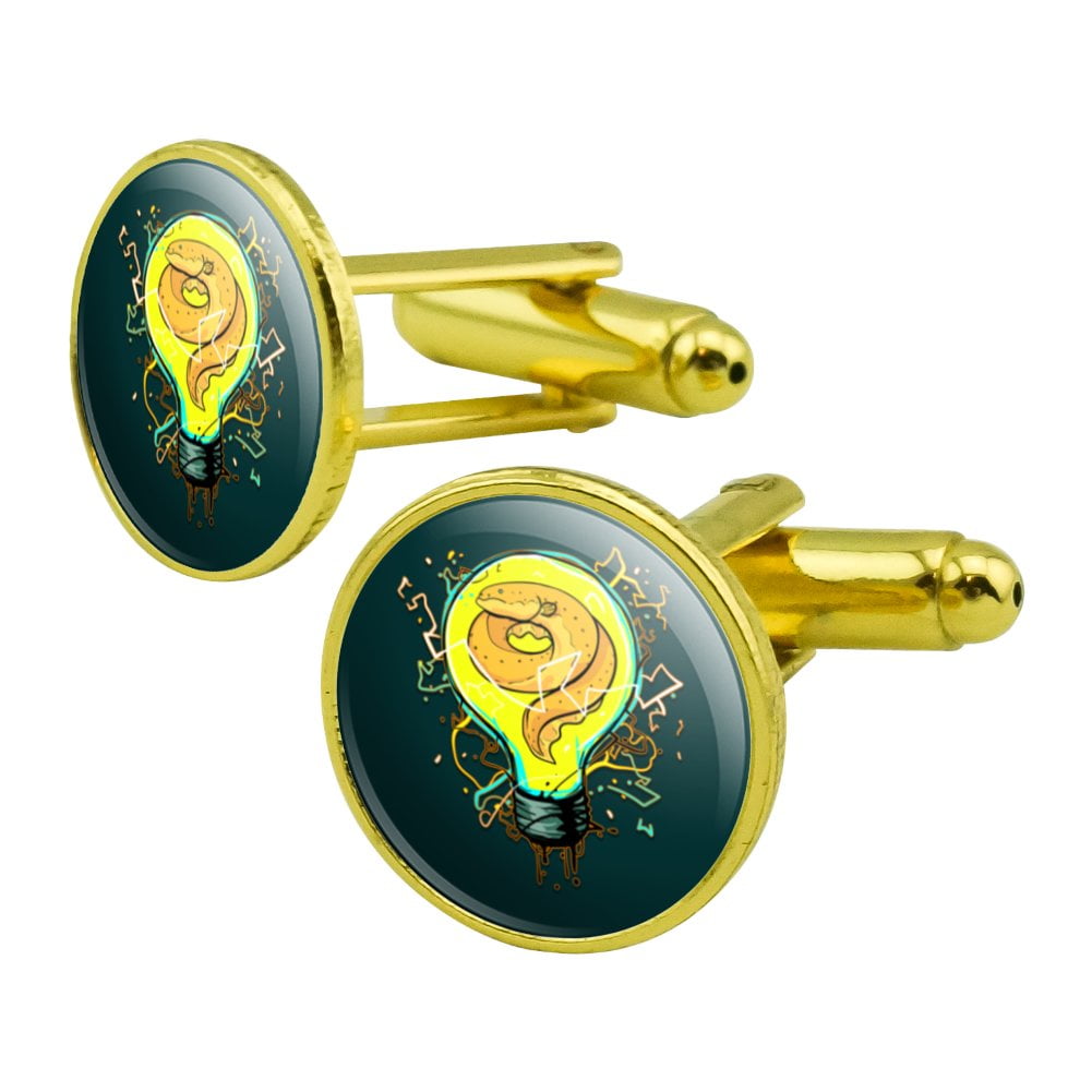 Electric Eel In Light bulb With Electricity Round Cufflink Set Gold ...