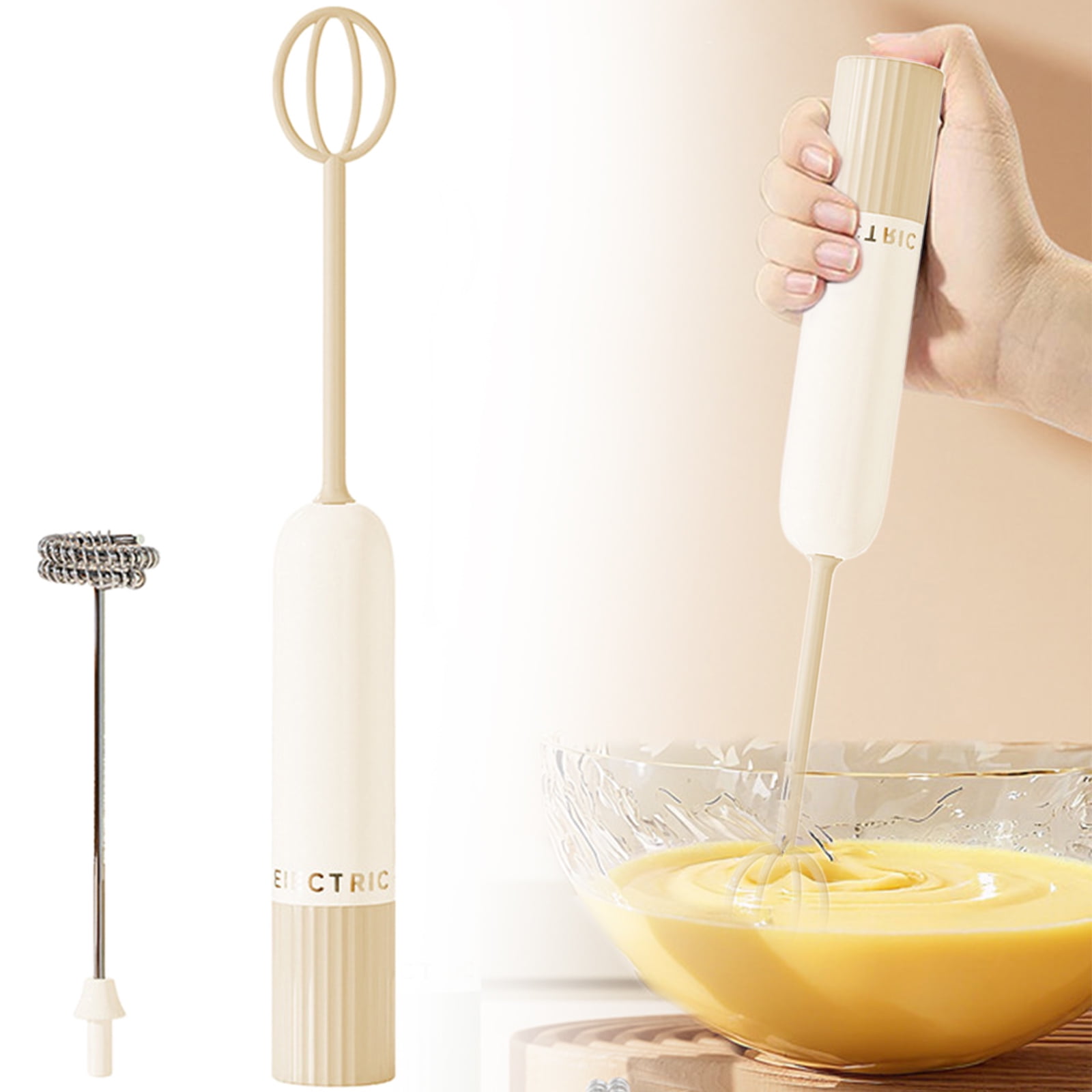 Electric Egg Beater Handheld Whisk, Battery Operated 2-Head Detachable ...