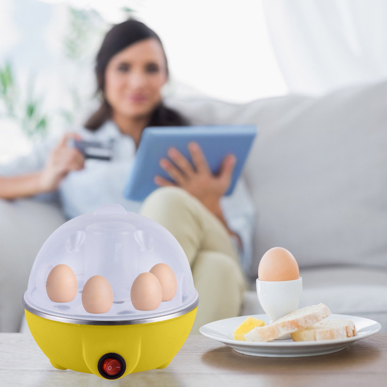 Electric Egg Cooker and Steamer with 7 Egg Capacity, Non-stick Basket ...