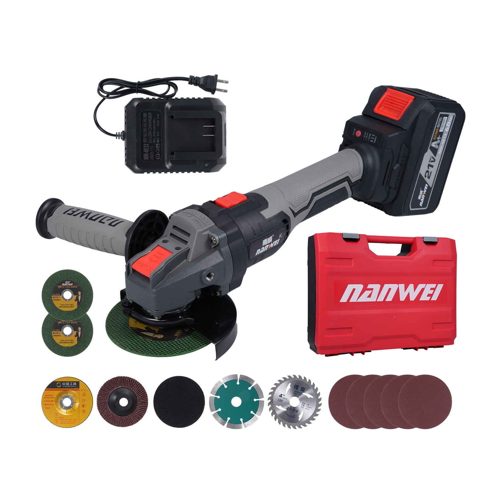 Electric Electric Angle Grinder Brushless Motor 21V 6000mah Battery 3 ...