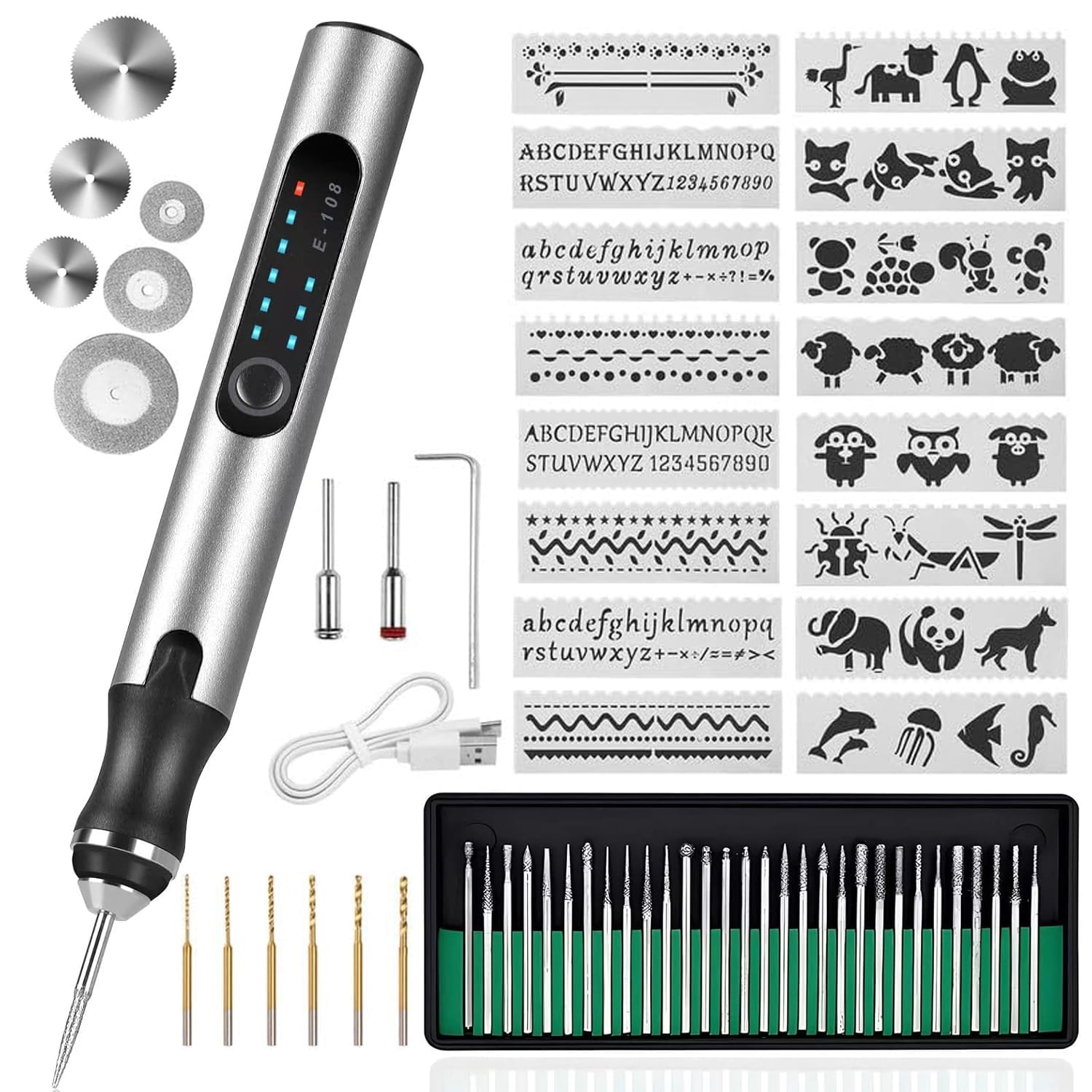 Electric Engraving Pen Kit with 42 Bits, Mini Electric DIY Engraver ...