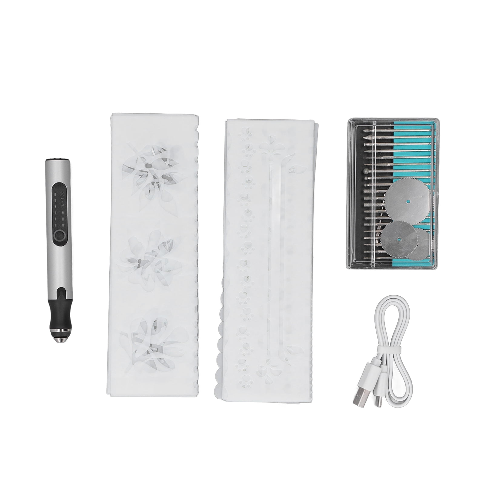 Electric Engraving Pen Set 10W Mini Silver, USB Rechargeable Handheld ...