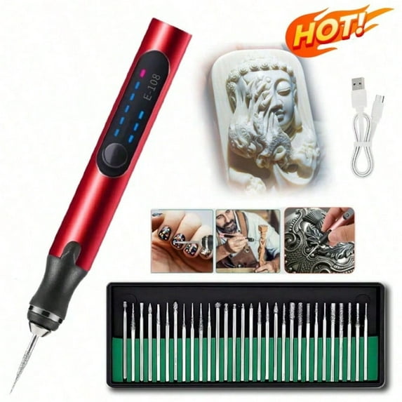 Electric Engraving Pen, USB Rechargeable Cordless Etching Engraving ...