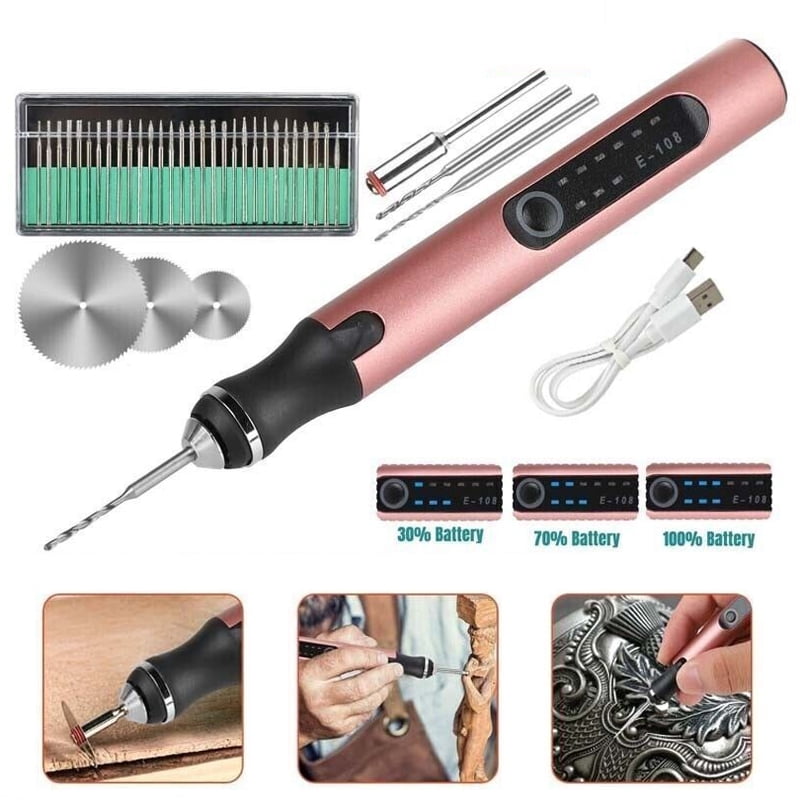 Electric Engraving Pen W/37 Bits, USB Rechargable Engraving Machines ...