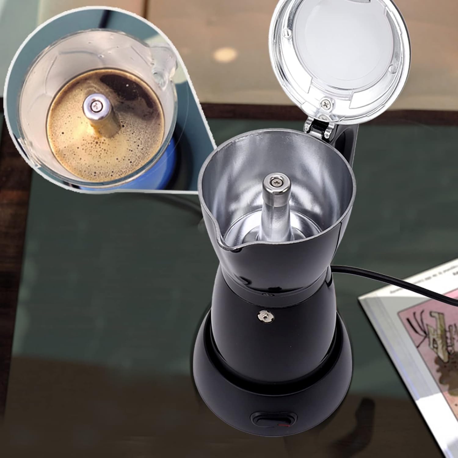 Electric Espresso Maker, 300ML 6 Cup mocha Pot Italian Coffee Maker ...