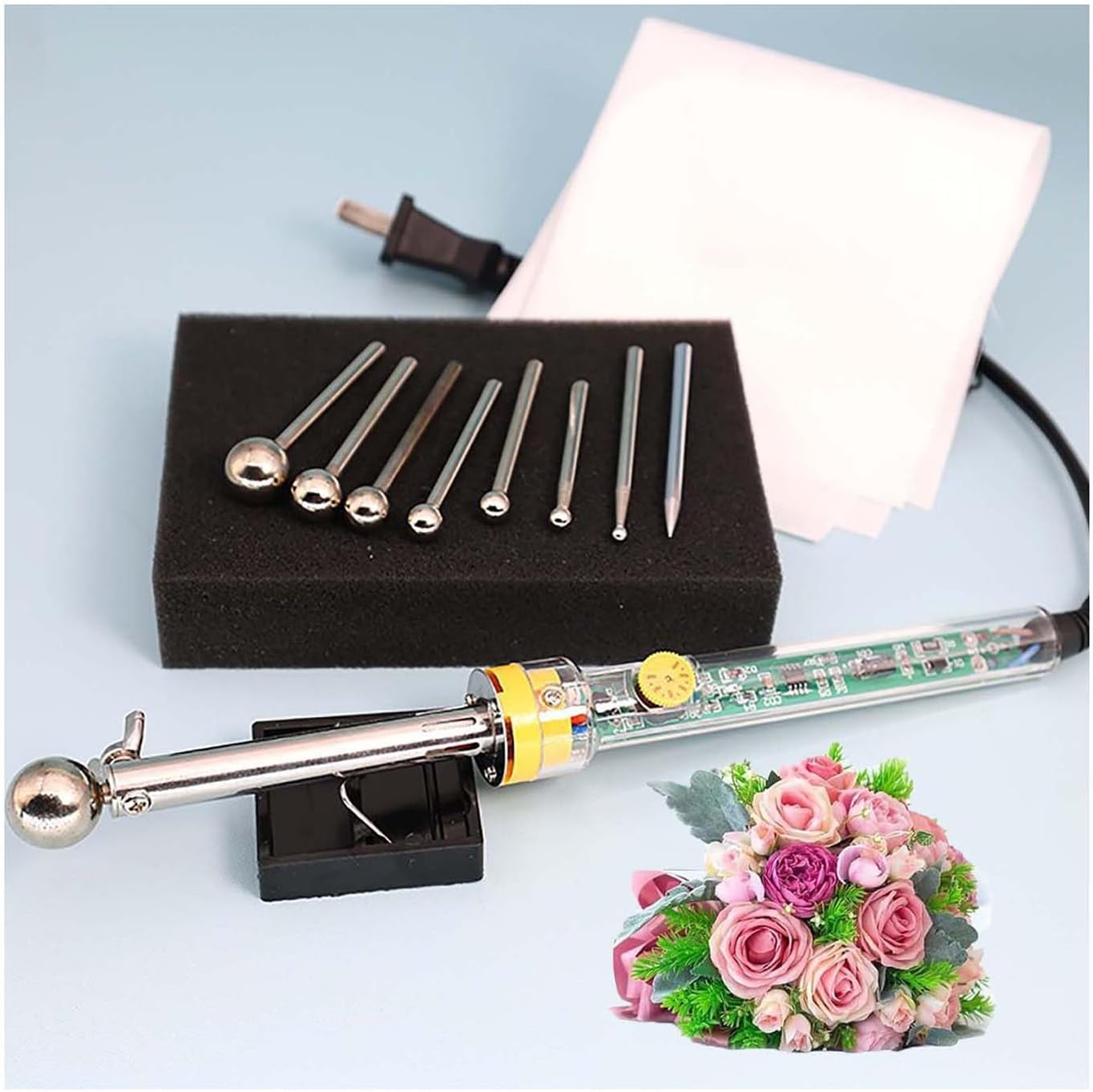 Electric Fabric Flower Maker Tool, with 8 Heads Fake Flower Making ...