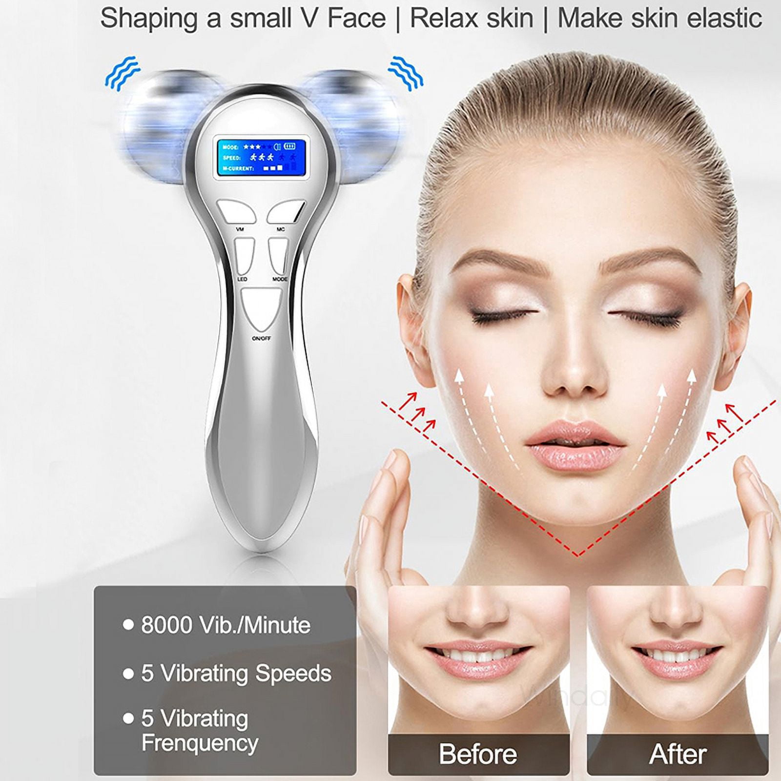 Electric Facial Beauty Instrument Micro-current Facial Lifting Roller ...