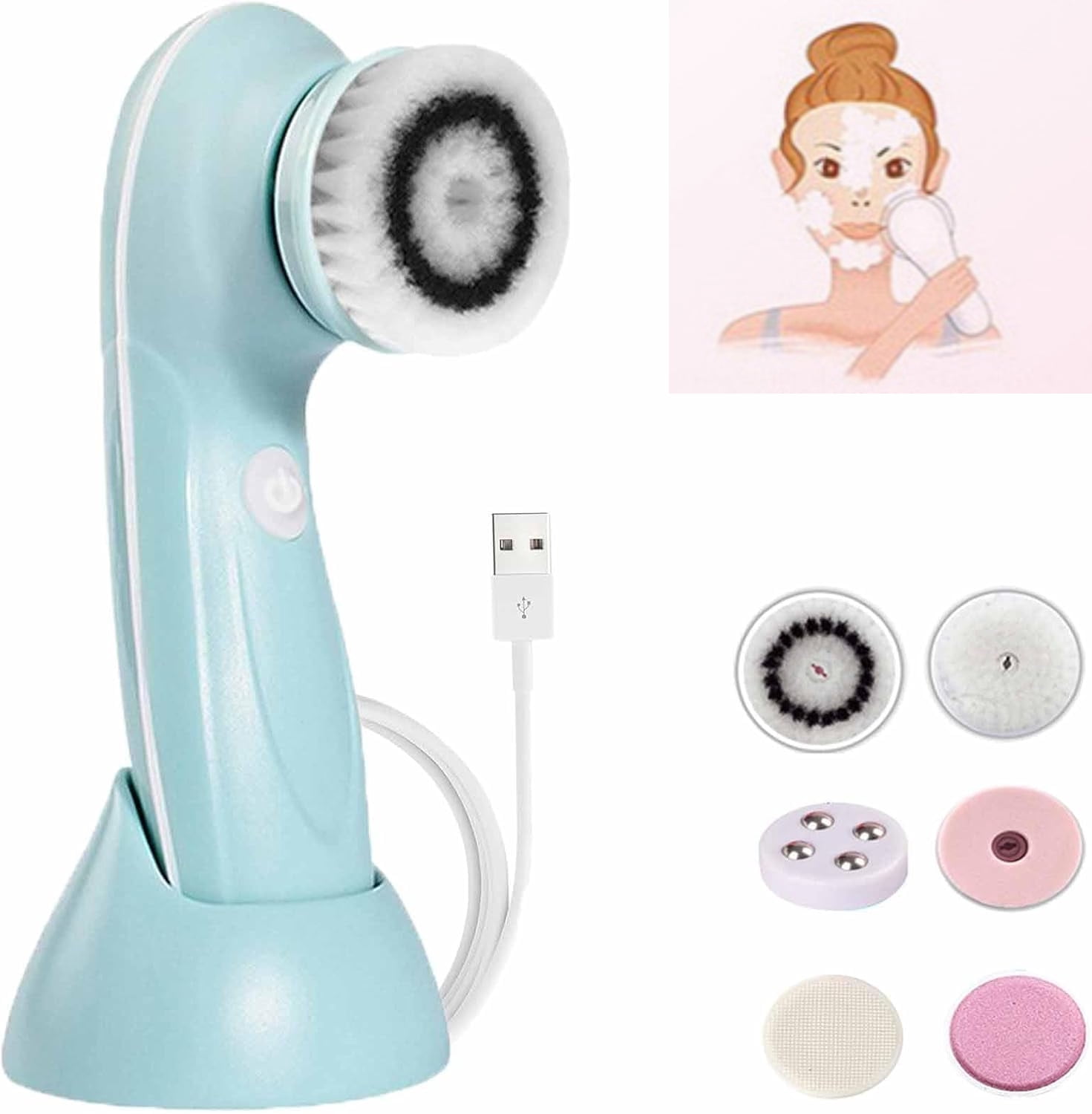 Electric Facial Cleansing Brush, 2025 New Face Scrubber Exfoliator with ...