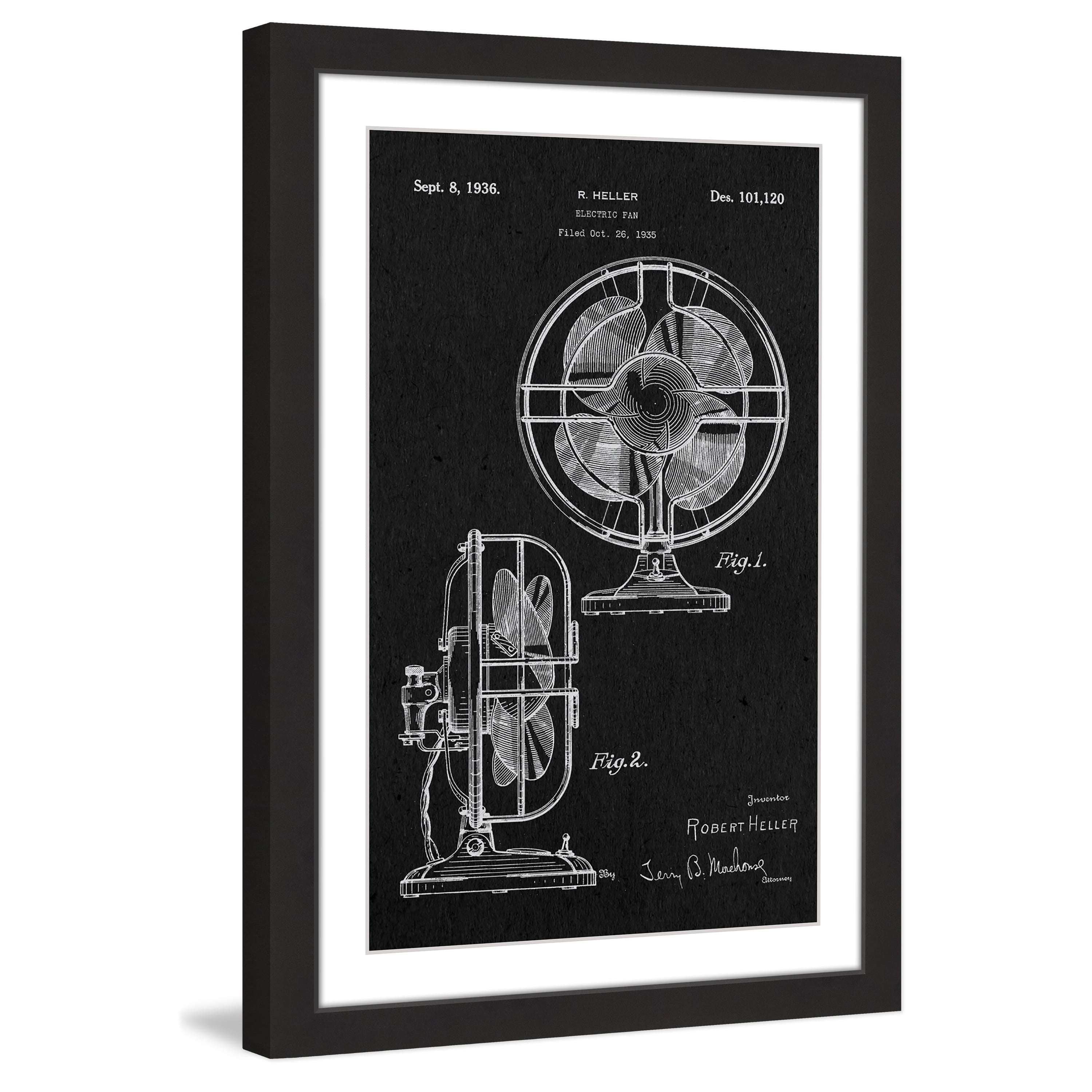 "Electric Fan 1935 Black Paper" Framed Painting Print - Walmart.com
