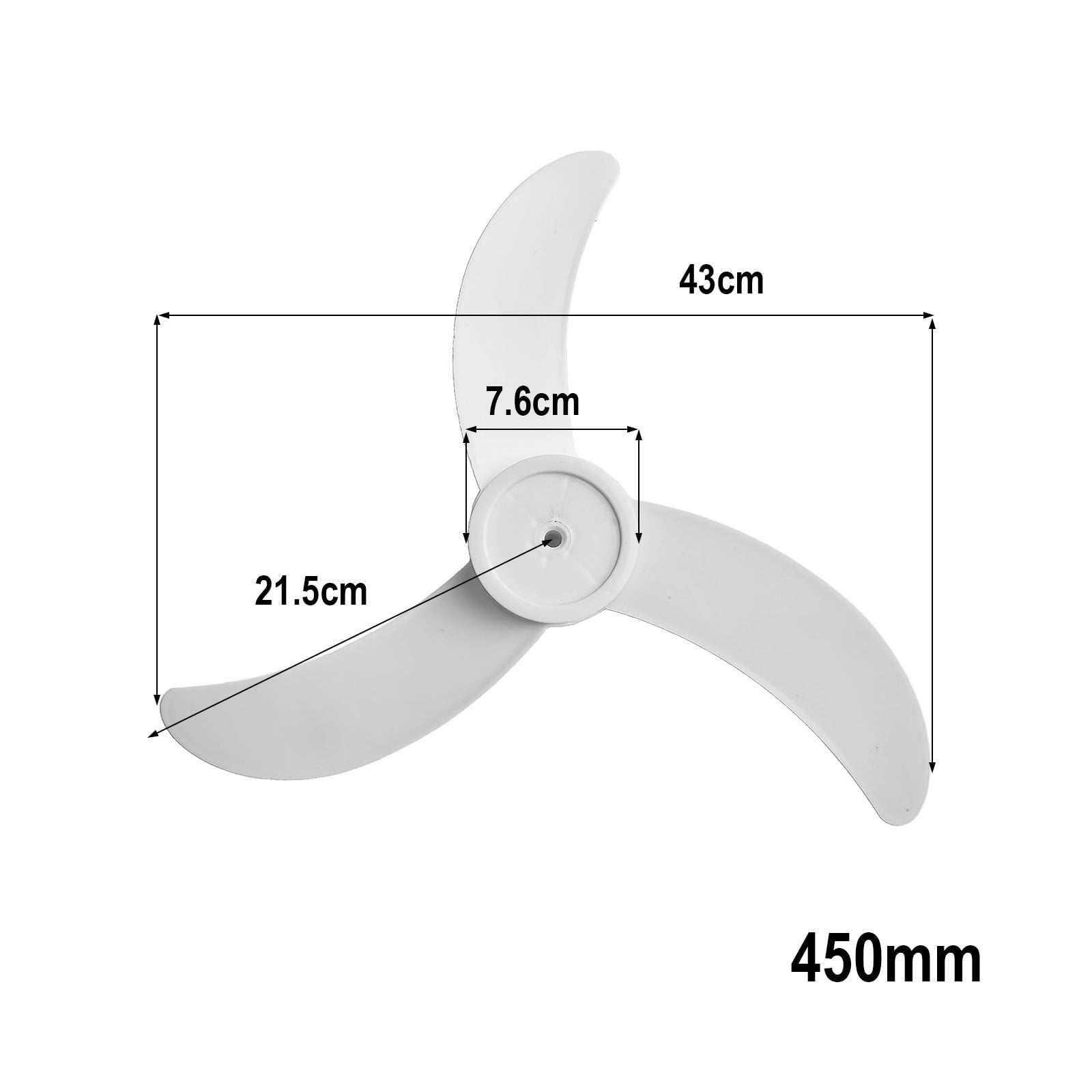 Electric Fan Blades 18inch Plastic Fan 3 Blades 8mm Center Bearing ...