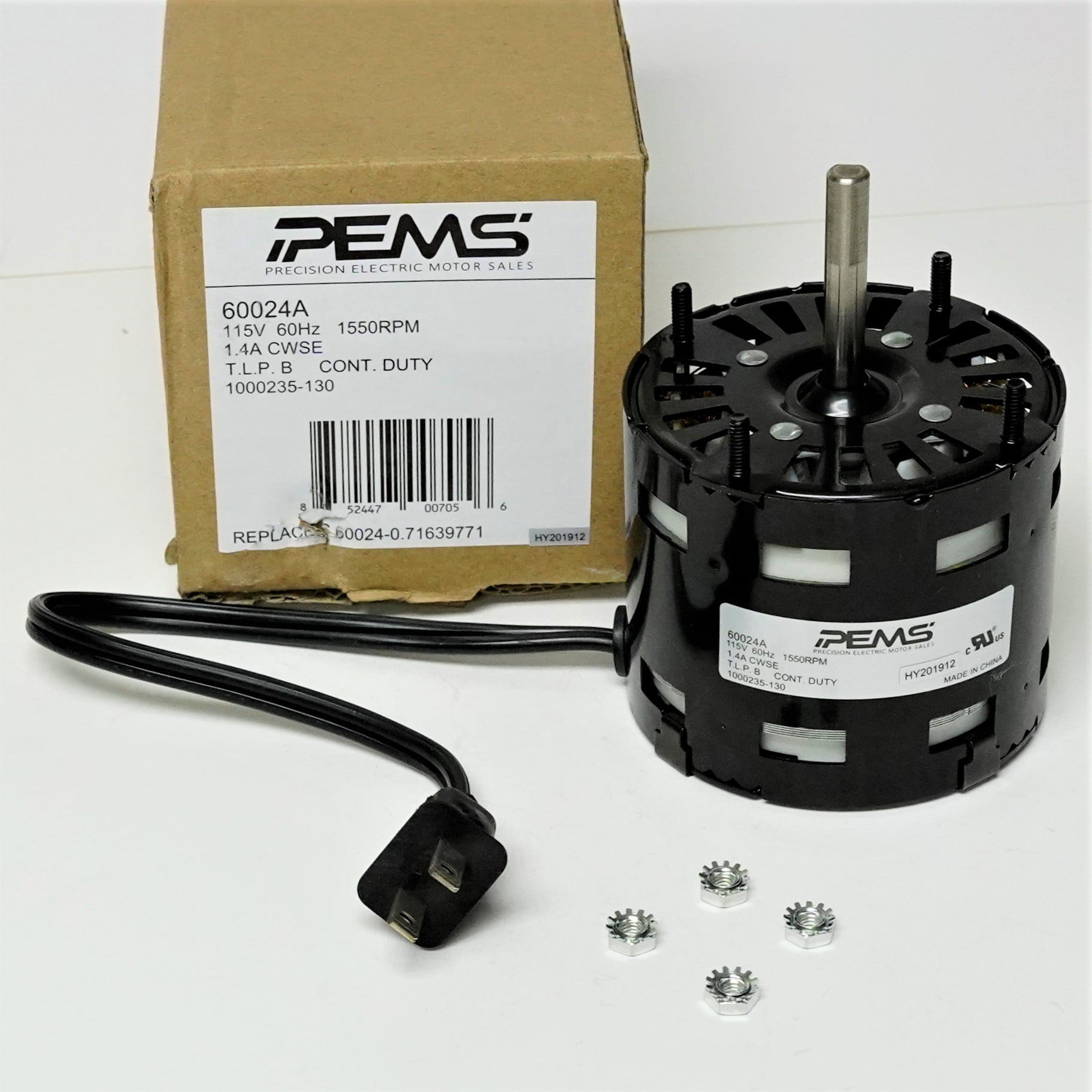 Blower Fan Motor, CWSE, 115V, 1550 RPM, 60 Hz, 60024A, 60024-0 ...