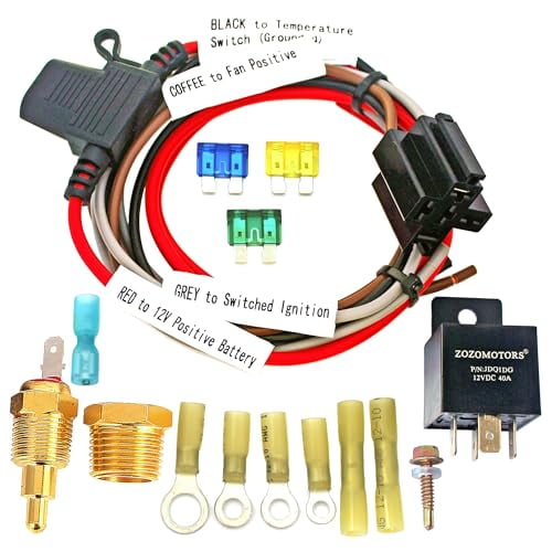 Electric Fan Wiring Kit Electric Fan Relay Kit with Thermostat Radiator ...
