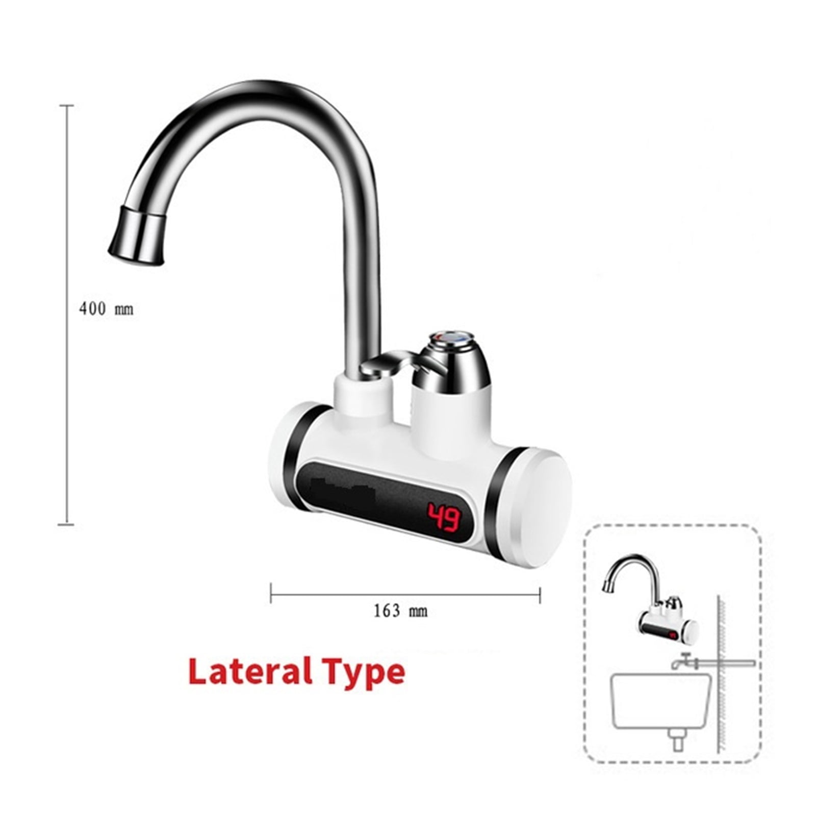 Electric Faucet Water Heater Temperature Display Instant Hot Water ...