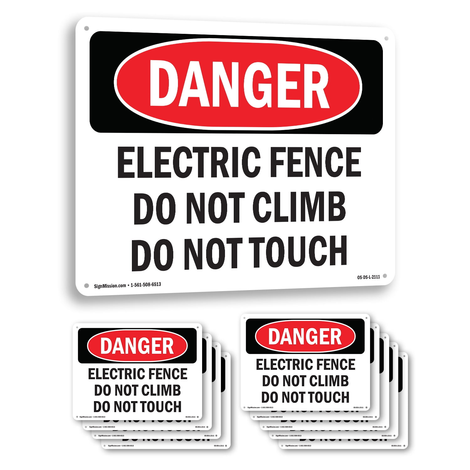 Electric Fence Do Not Climb Do Not Touch OSHA Danger Aluminum Sign 14 Inch x 10 Inch - 10 Pack ...
