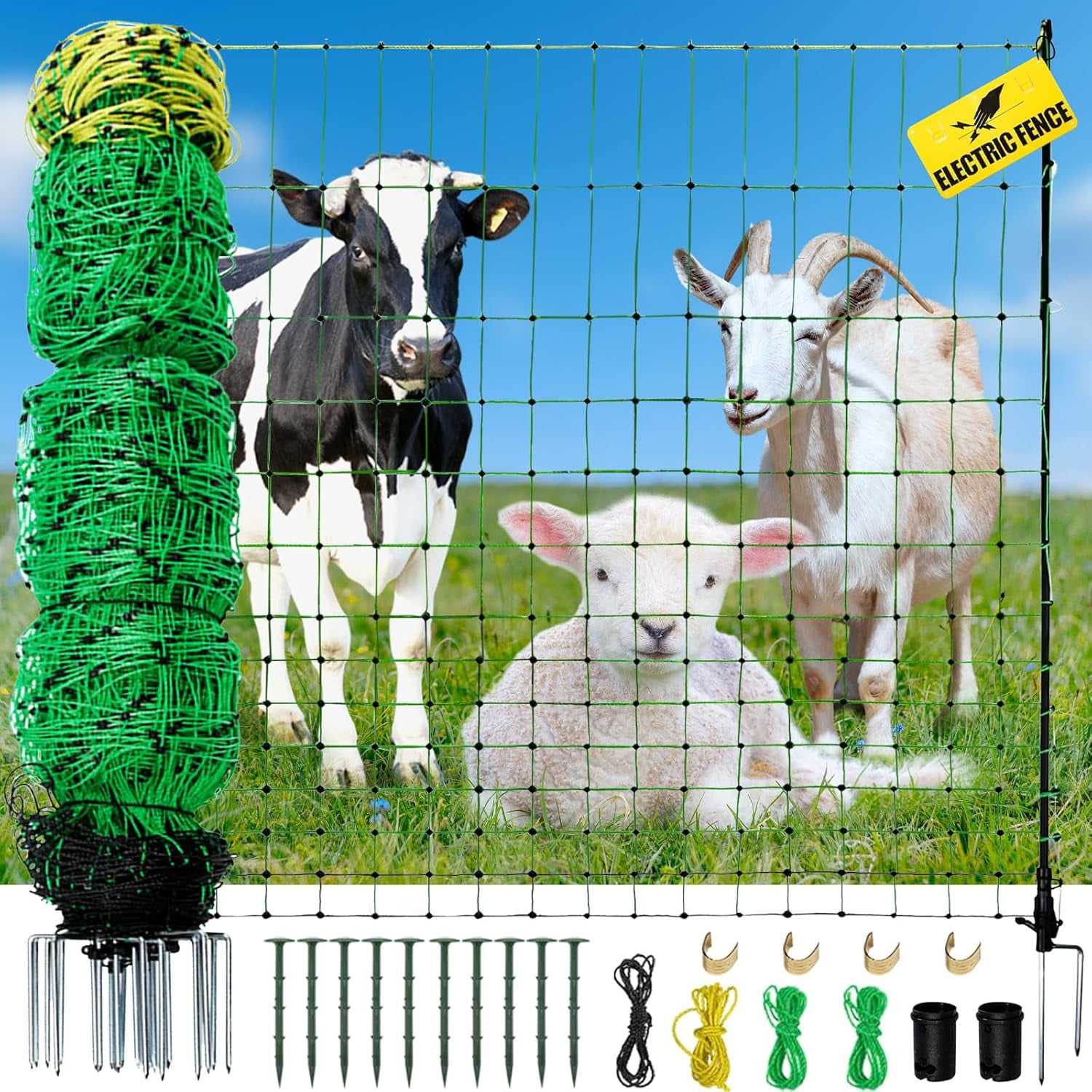 Electric Fence Netting, 164'L x 49.6" H Movable Livestock Nets for ...