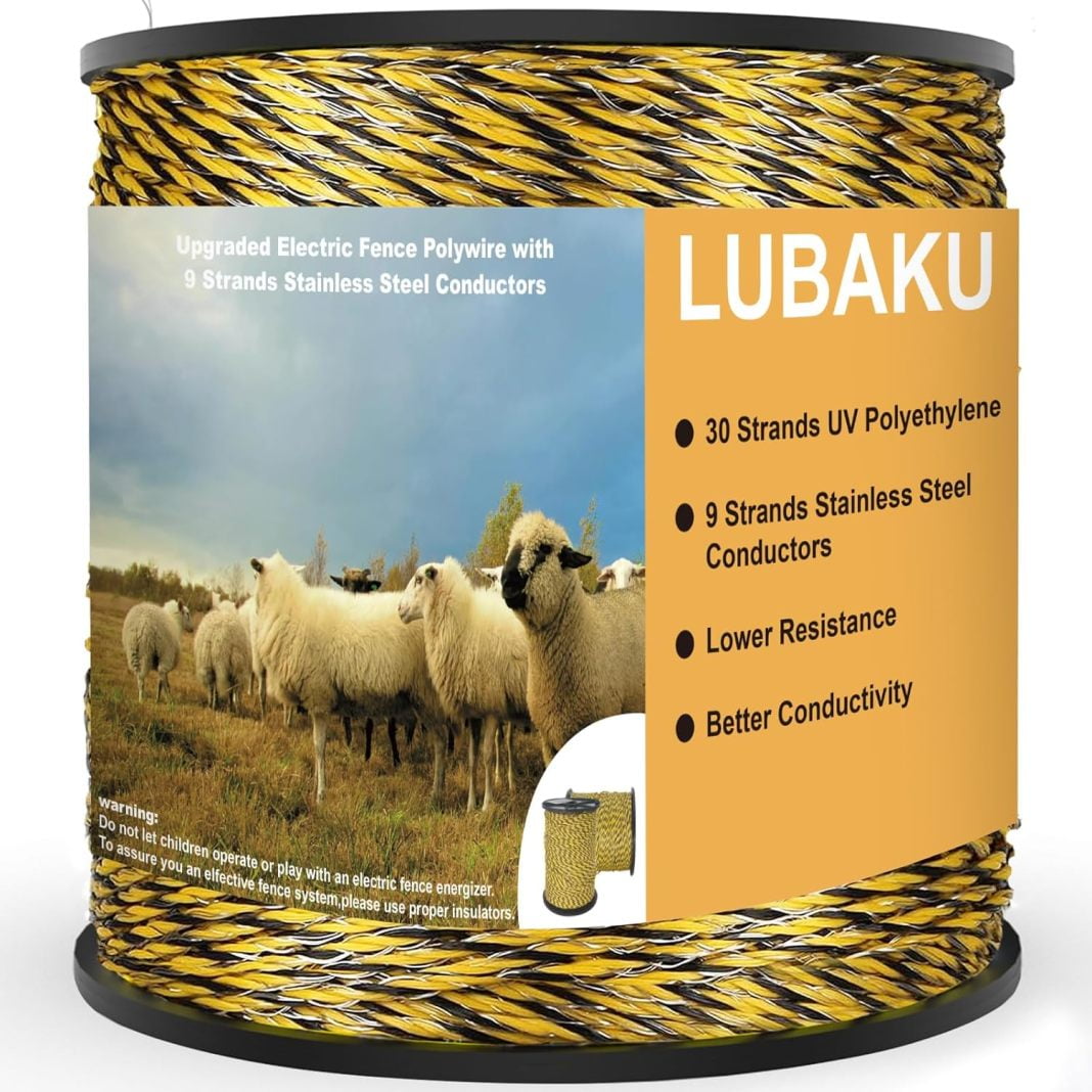 Electric Fence Polywire 3366 Feet, Upgraded 9 Strands Stainless Steel ...