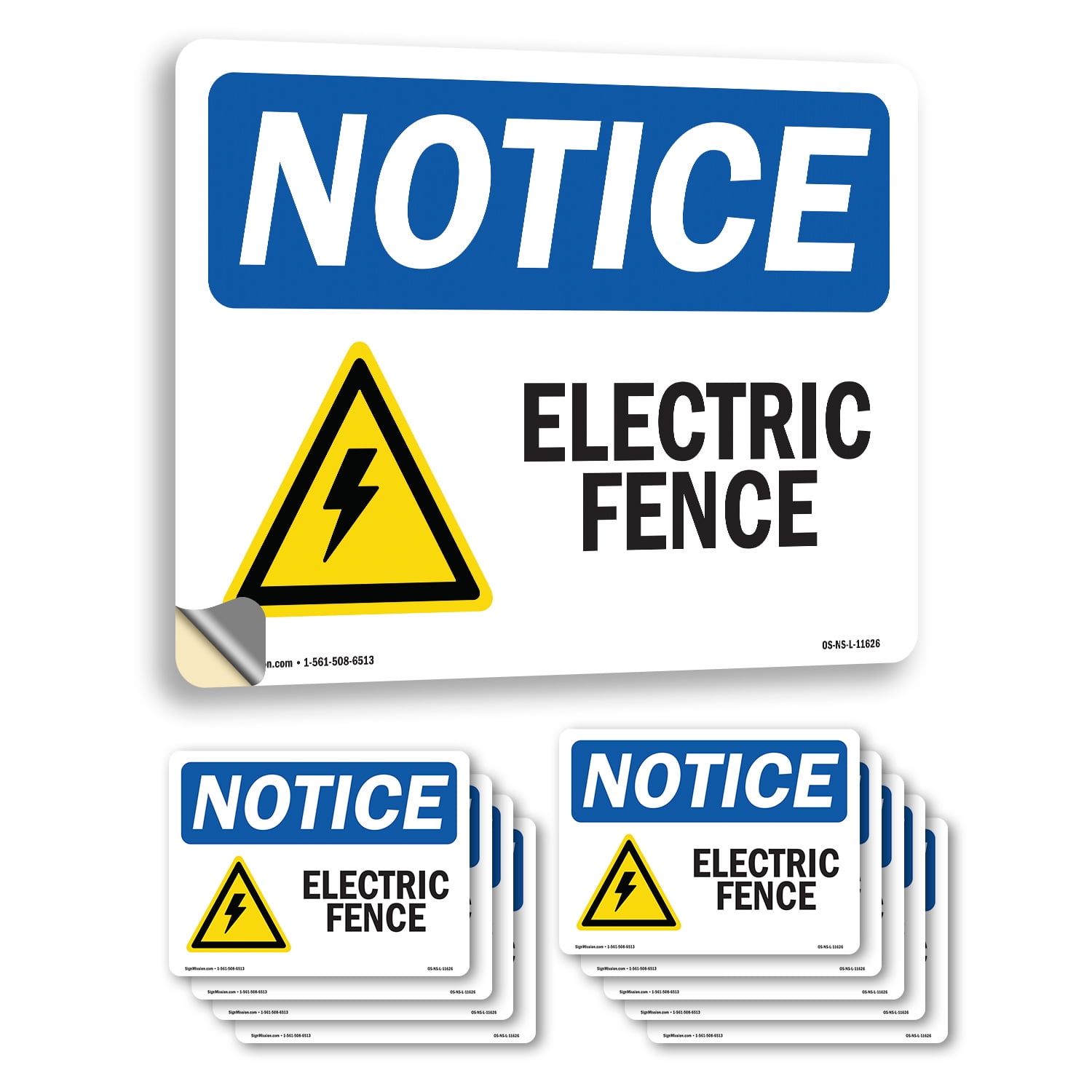 Electric Fence With Symbol OSHA Notice Vinyl Decal Label 24 Inch x 18 ...