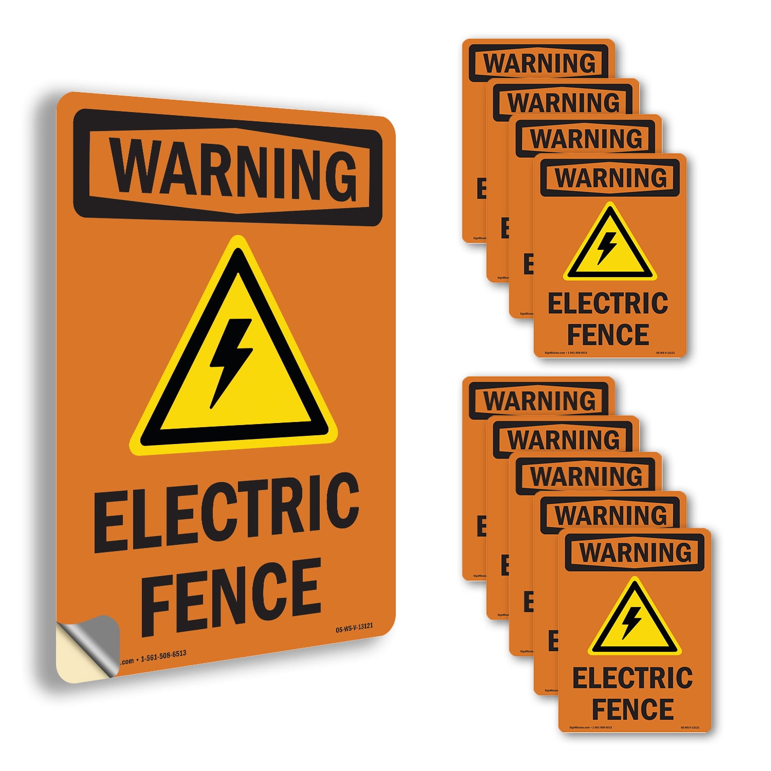 Electric Fence With Symbol OSHA WARNING Vinyl Decal Label 18 Inch x 12 ...