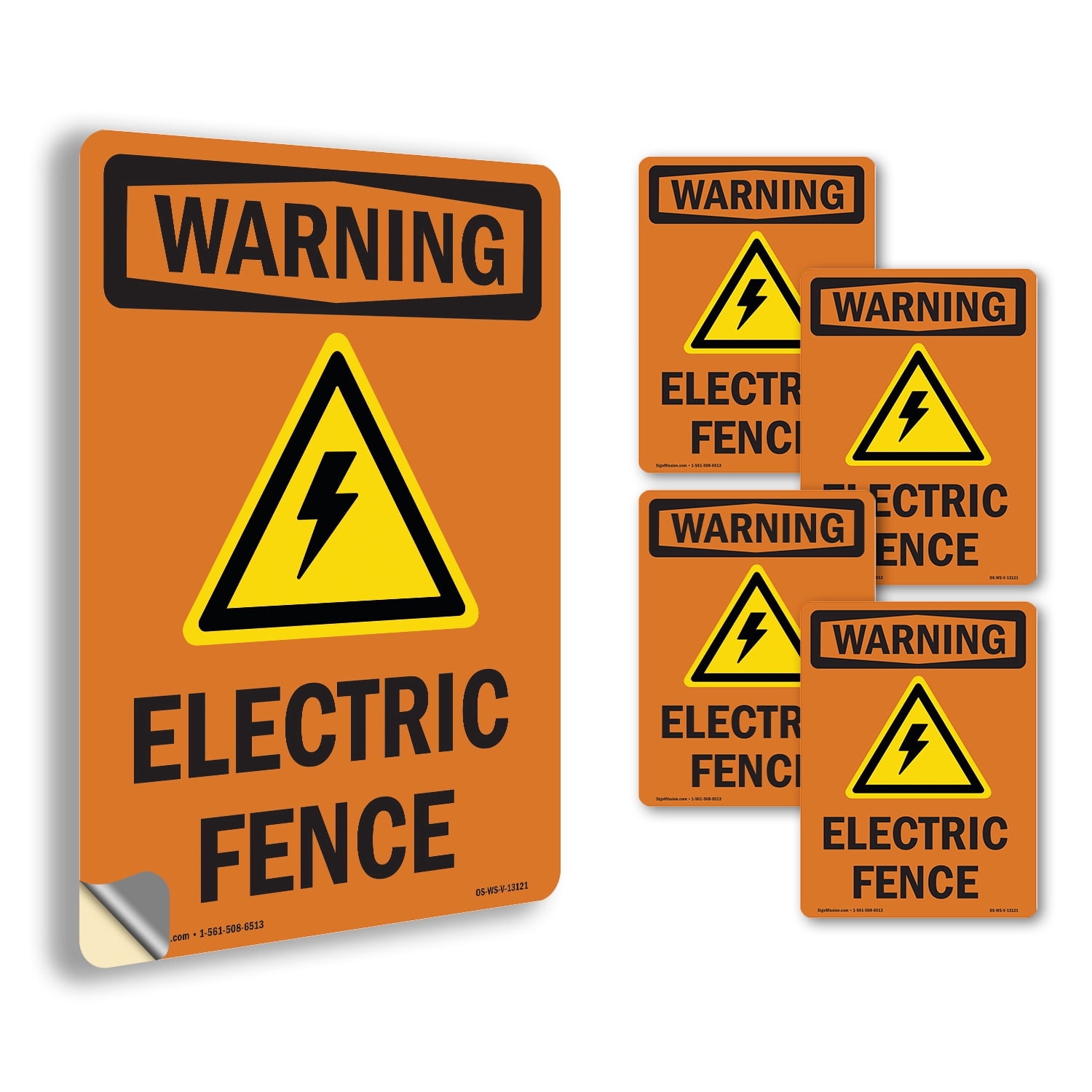 Electric Fence With Symbol OSHA WARNING Vinyl Decal Label 24 Inch x 18 ...
