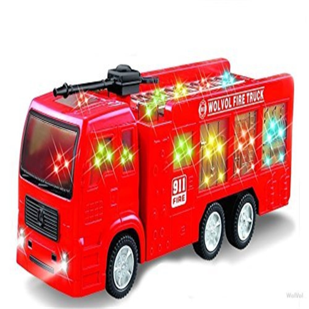 AAOMASSR Electric Fire Truck for Kids, Red Toy with 4D LED Lights ...
