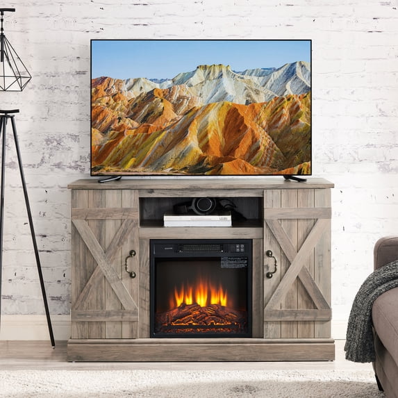 Electric Fireplace - Equipped Gray Wash TV Stand / Up to 50" TV, Simple ...