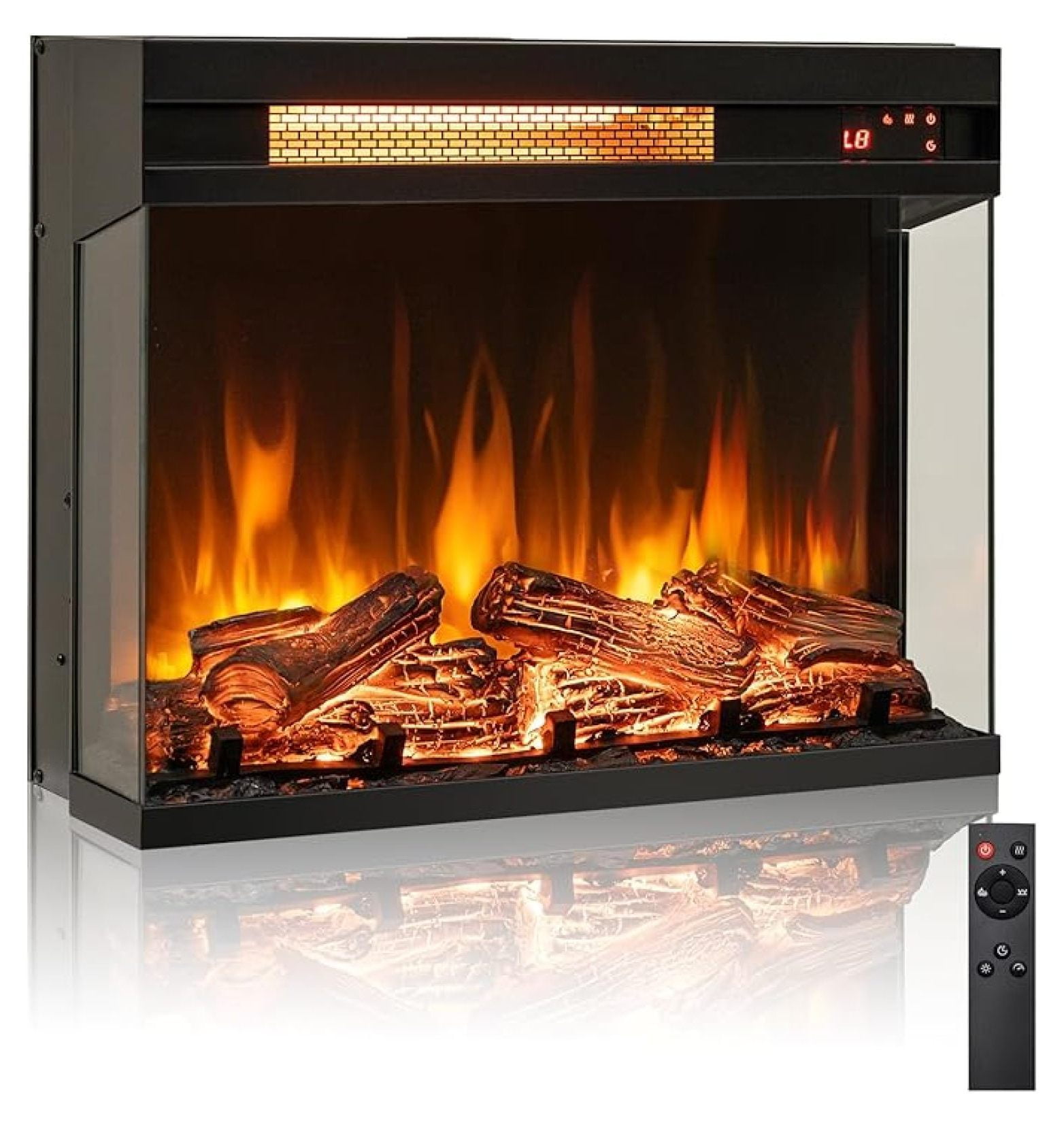 Electric Fireplace Insert 23 Inch, 3-Sided View Glass Fireplace Heater ...