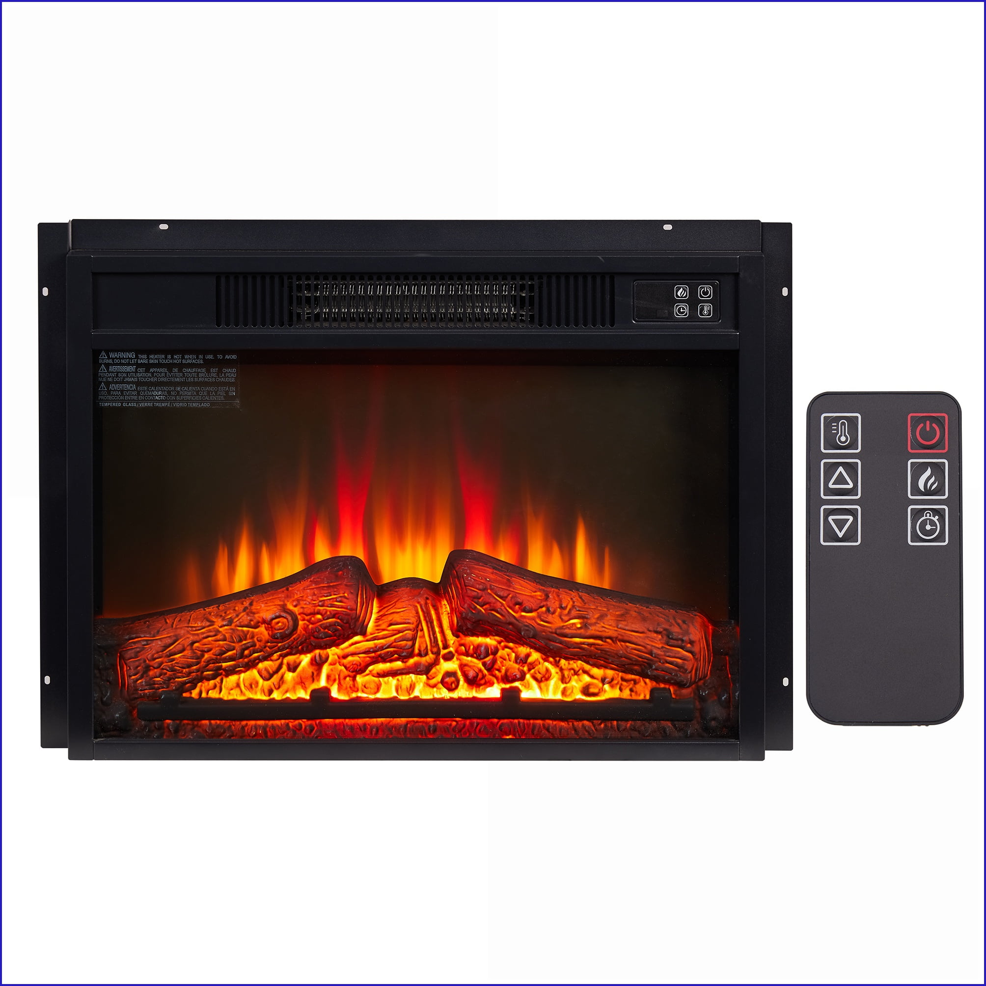 Electric Fireplace Insert 23" with Remote, Realistic Flame & Log Set ...