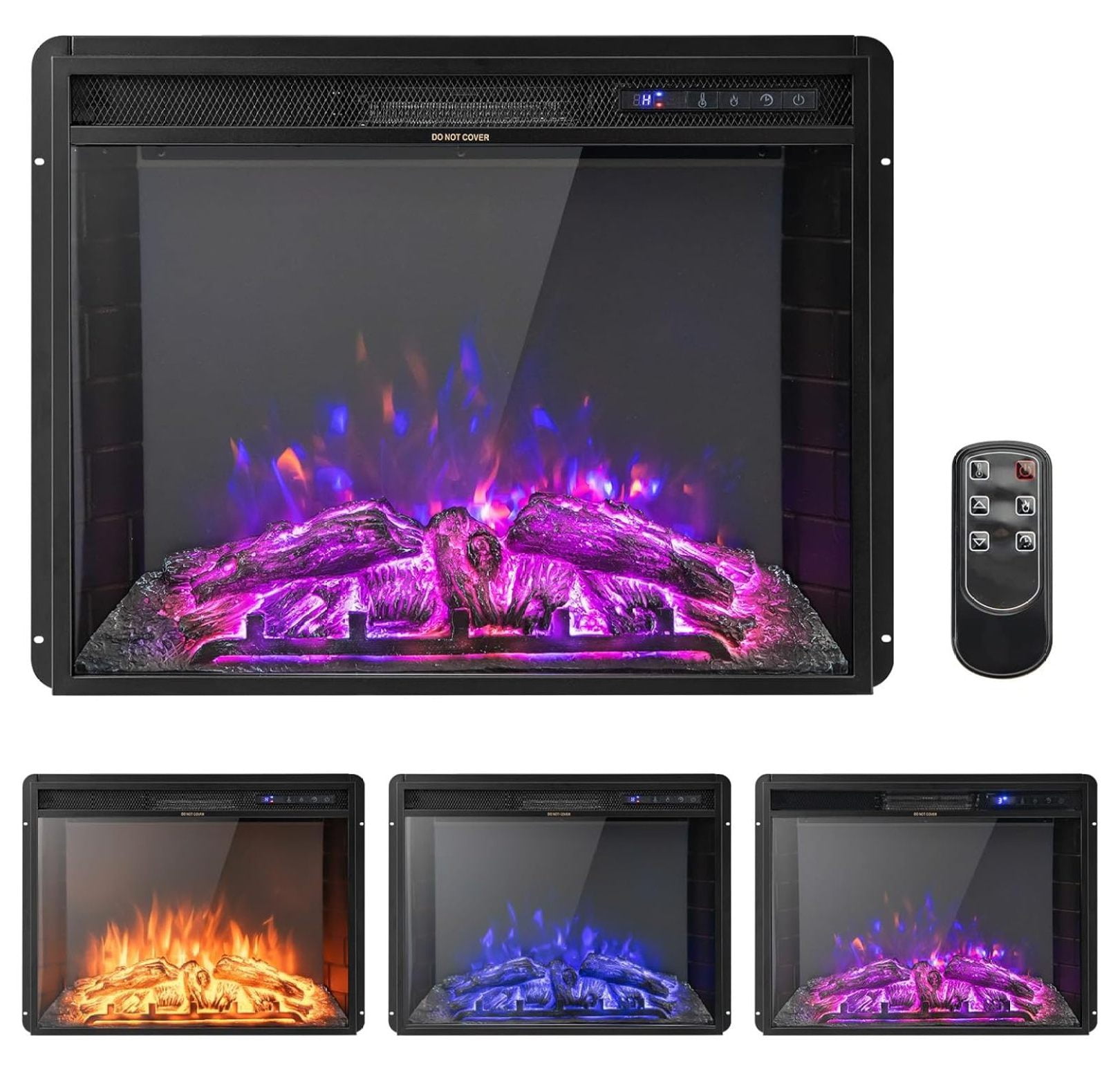 Electric Fireplace Insert 26 Inch, Recessed Wall Fireplace Heater with ...