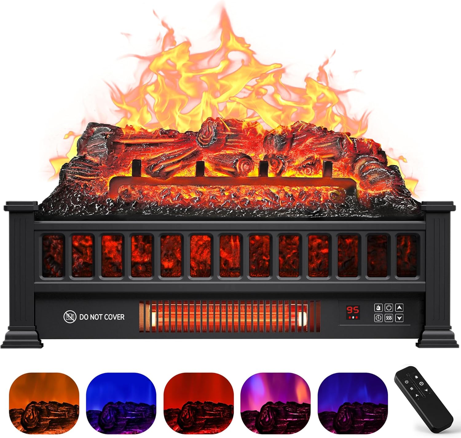 Electric Fireplace Logs 20-Inch, Remote Controller Fireplace Insert Log ...
