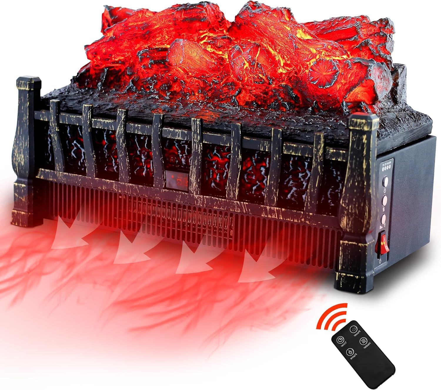 Electric Fireplace Logs Heater, Fireplace Insert with Realistic Fake ...