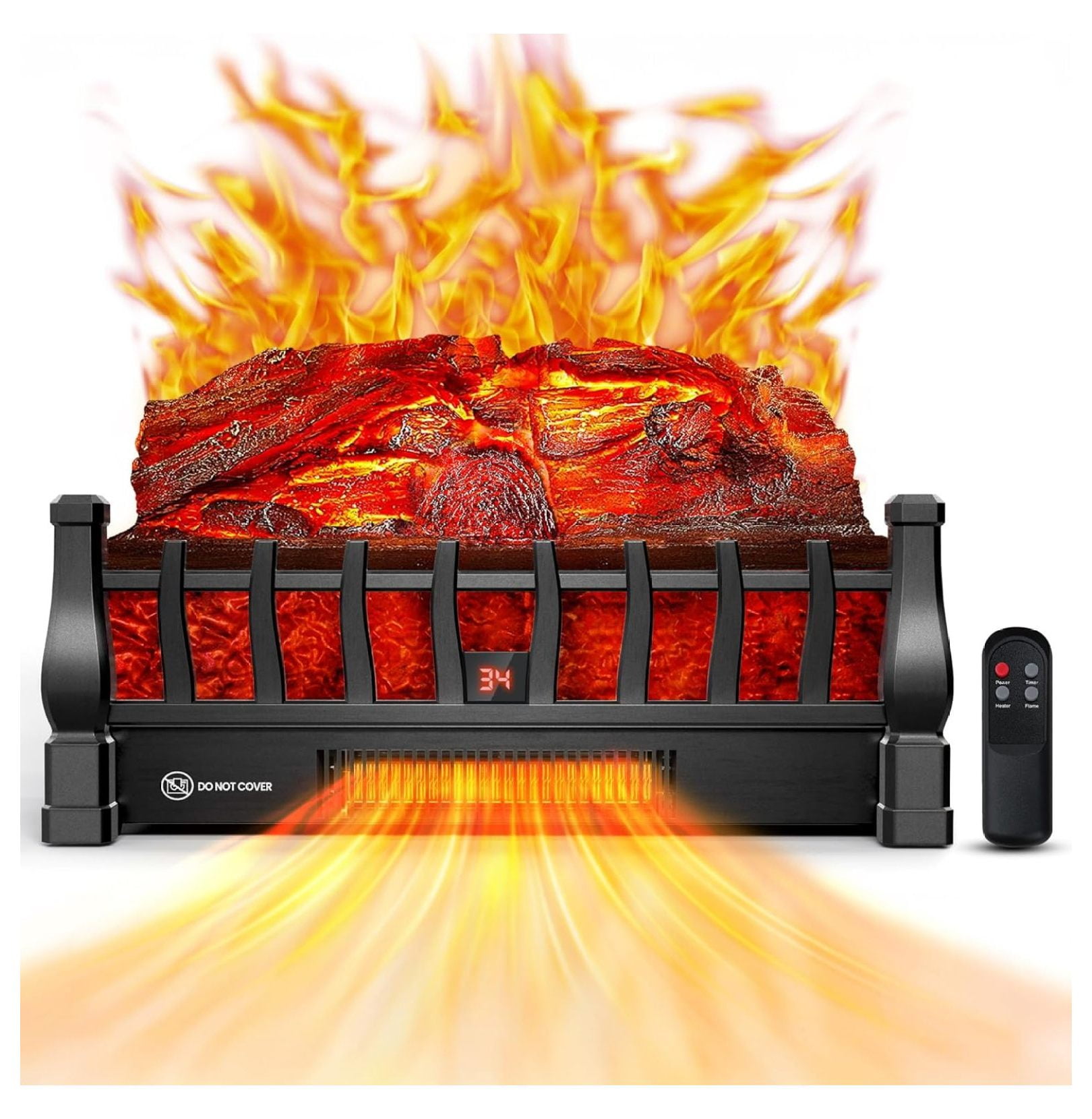 Electric Fireplace Logs Inserts Heater with Infrared , 24 H Timer, 5 ...