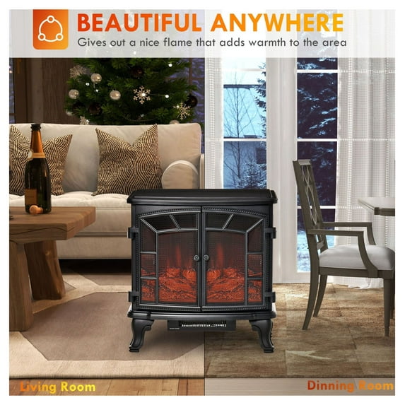 Electric Fireplace Stove, 1500W LED Flame Effect Fireplace Heater ...
