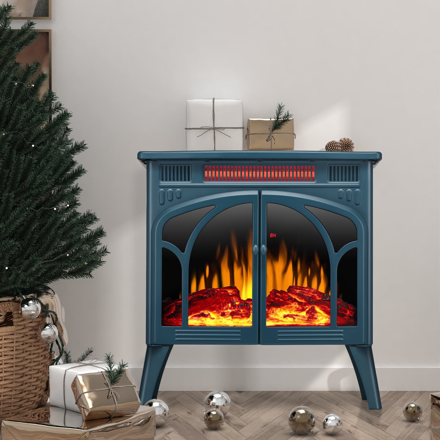 Electric Fireplace Stove Heater with 3D Flame Effect 23'' Freestanding ...