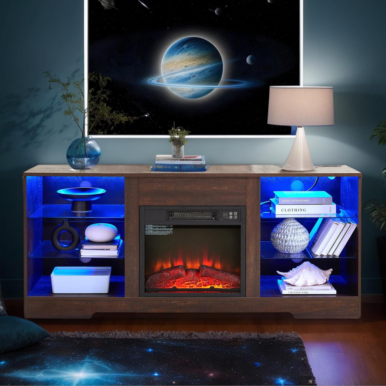 Electric Fireplace TV Stand with 18" Fireplace Inserts, 58 inch Led ...