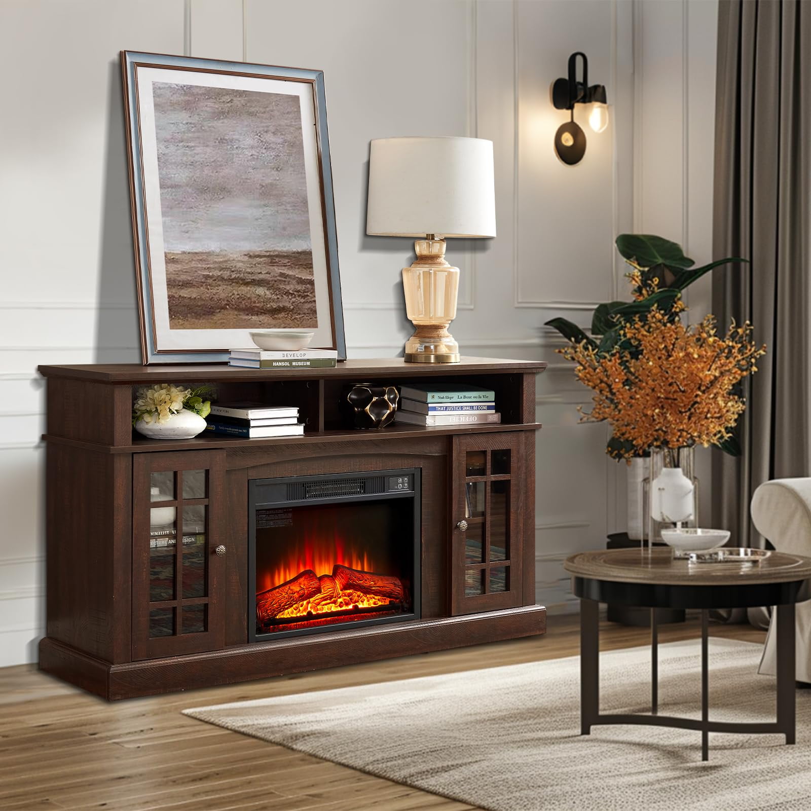 Electric Fireplace TV Stand,Contemporary TV Media Stand,Modern ...
