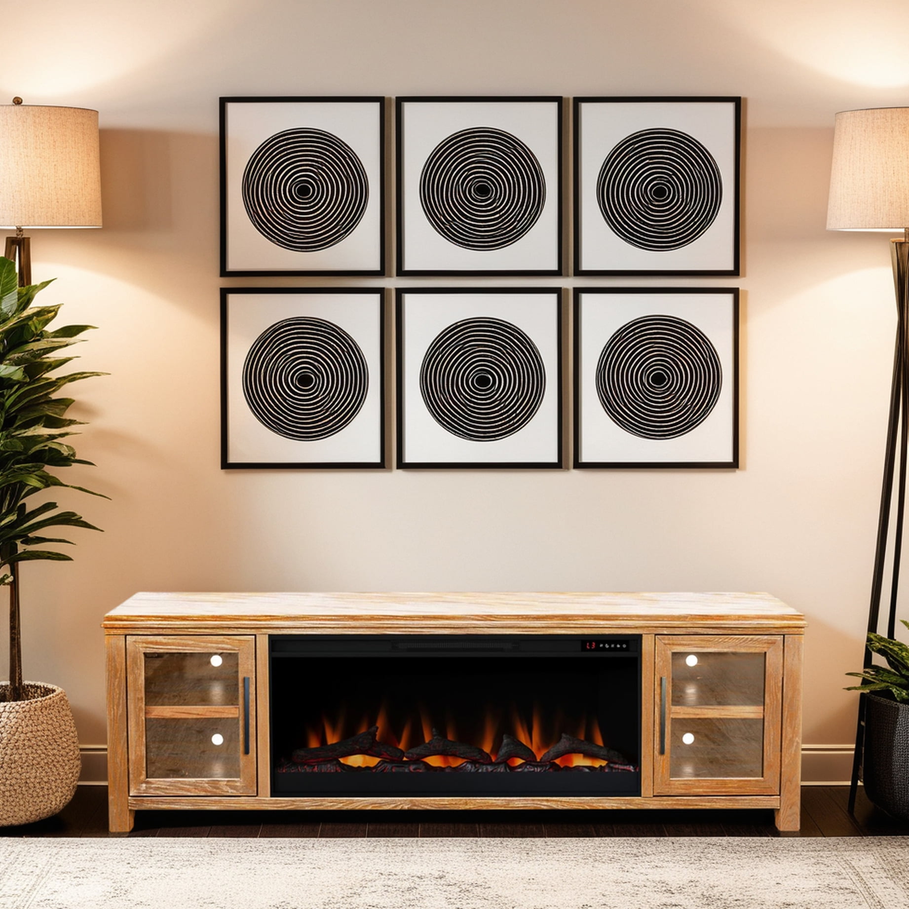 Electric Fireplace TV Stand / Made of oak solids and veneers, oil ...