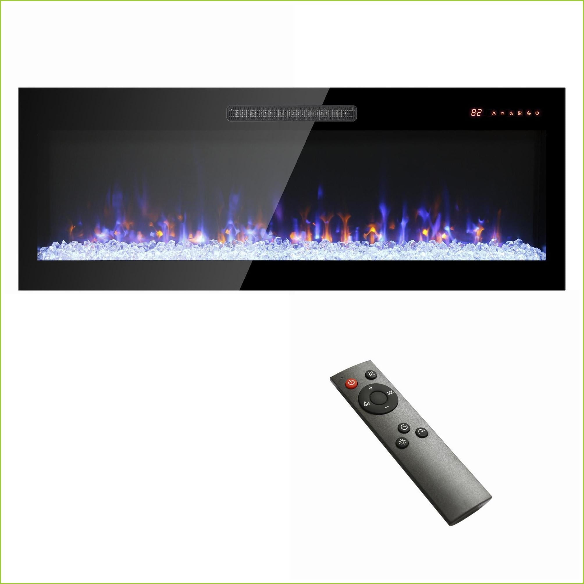 Electric Fireplaces 50 Inch Ultra-Thin Wall Mount/Recessed Tempered ...