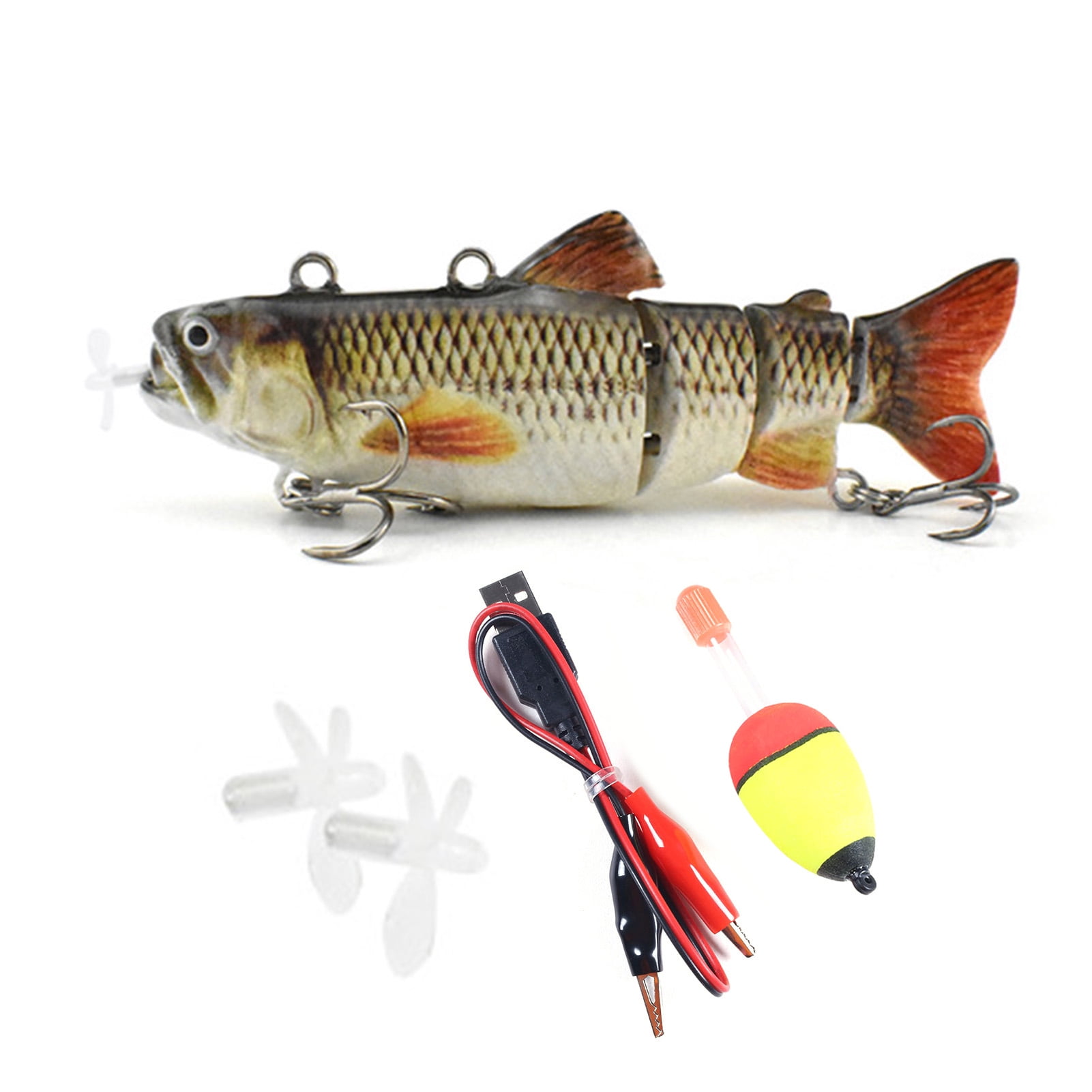 Electric Fishing Lure with Hooks USB Rechargeable LED Luminous Swimbait ...