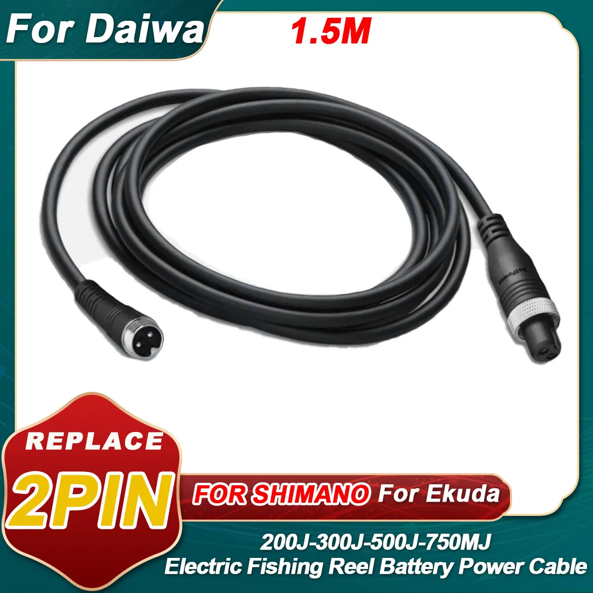 Electric Fishing Reel Battery Power cord Cable For Daiwa 200J-300J-500J ...