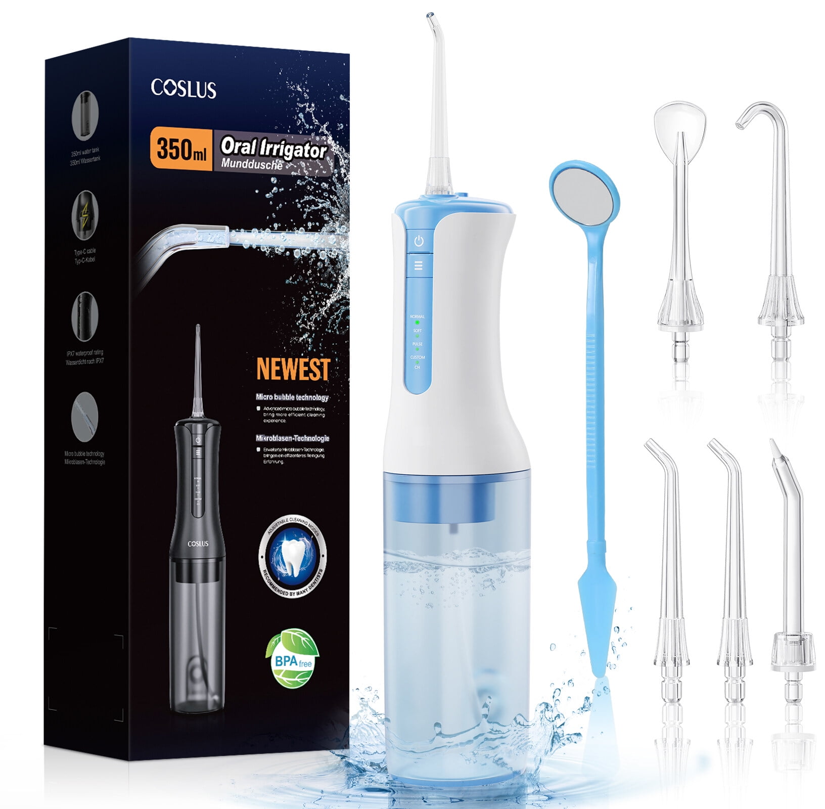 Foxnovo Coslus 350ml Electric Oral Irrigator Rechargeable Smart Oral ...