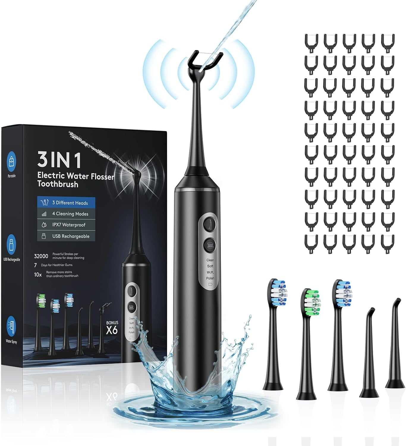 Electric Flosser for Teeth | 3-in-1 Water Dental Floss & Toothbrush ...