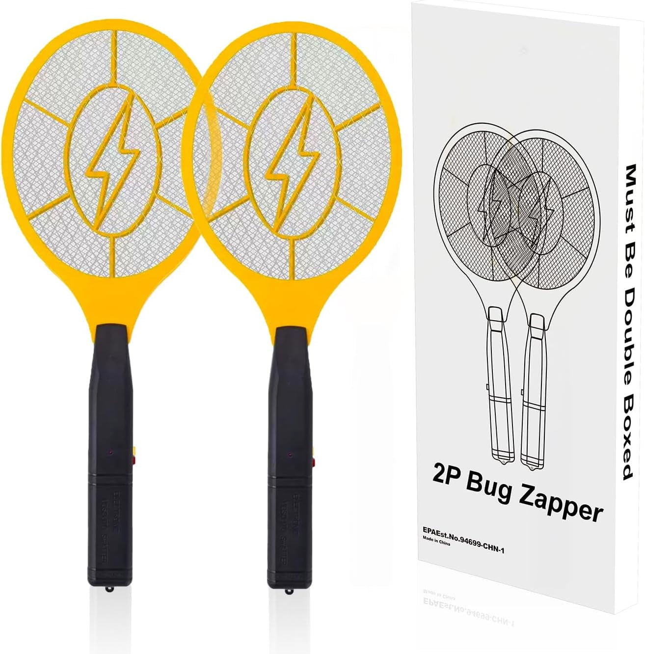Electric Fly Swatter 2 Pack, Tennis Racket Bug Zapper for Outdoor ...