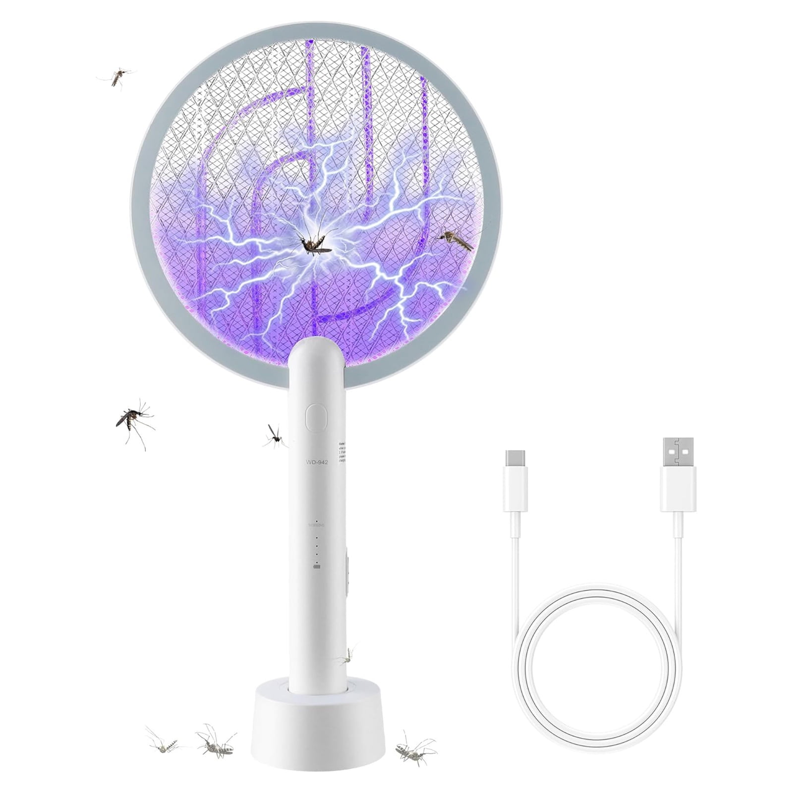 Electric Fly Swatter 3000V Bug Zapper Racket, 1200mAh Rechargeable Bug ...