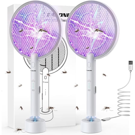 3-in-1 Electric Bug Zapper Racket with Telescopic Extension - Indoor ...