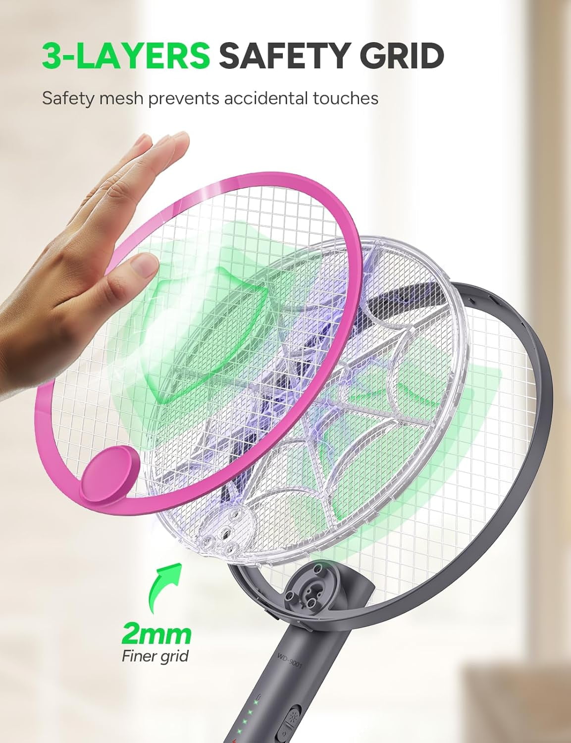 Electric Fly Swatter, 3800V Powerful Racket, Dual Modes, 1500mAh ...
