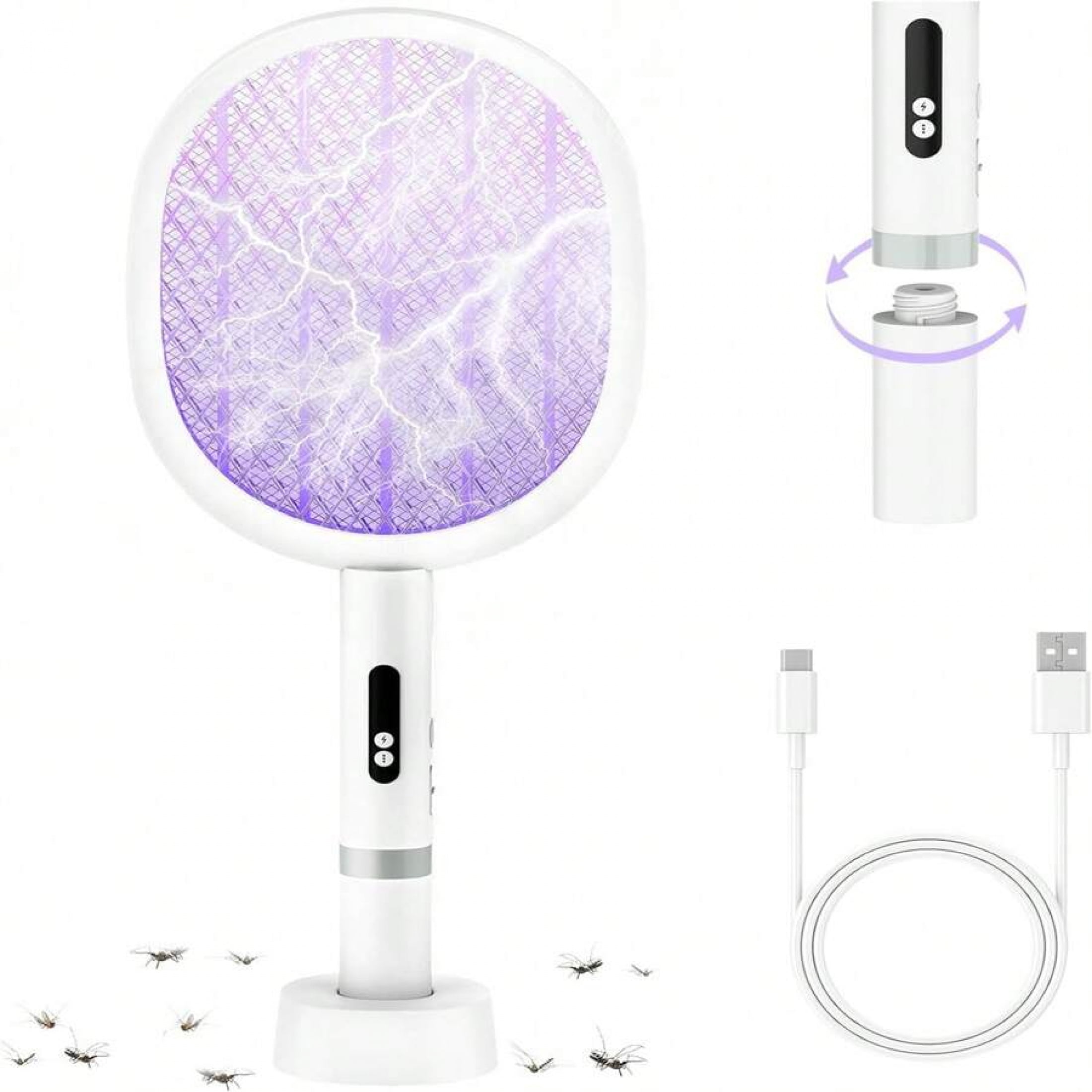 Electric Fly Swatter - 4000V Bug Zapper Racket, 2-in-1 Indoor/Outdoor ...