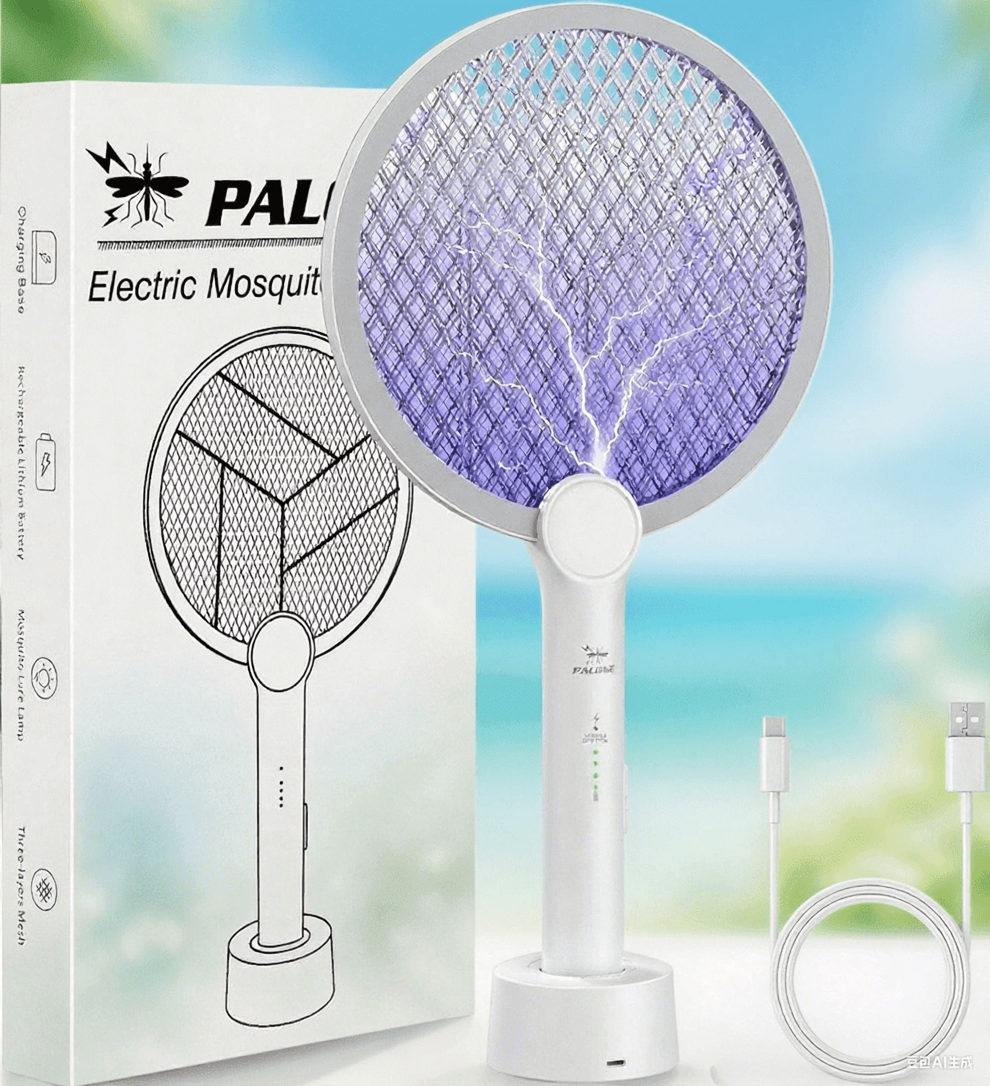 Electric Fly Swatter, 4000V Bug Zapper Racket, 2 in 1 Indoor Outdoor ...