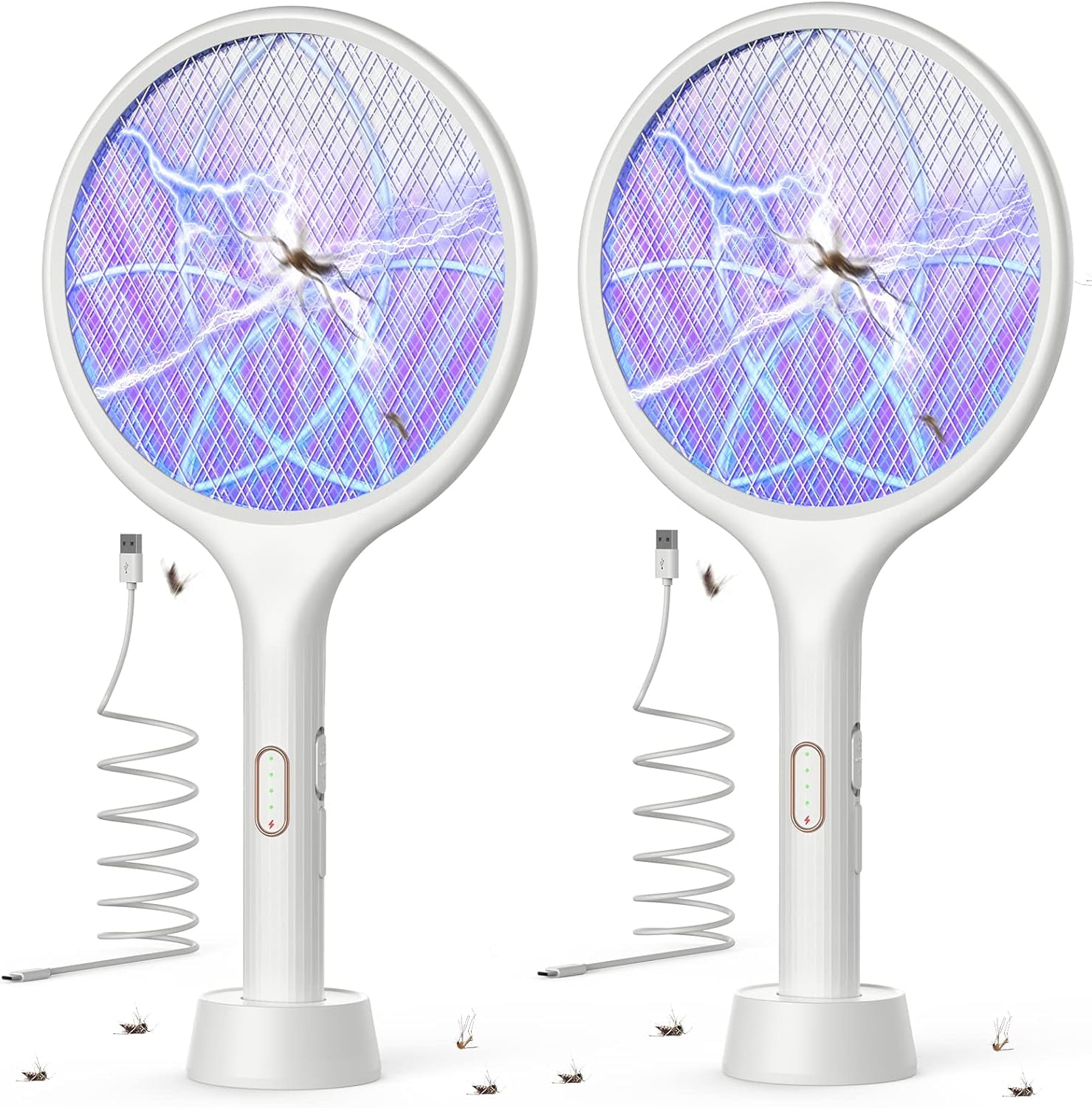 Electric Fly Swatter 4000V Bug Zapper Racket Dual Modes Mosquito Killer ...